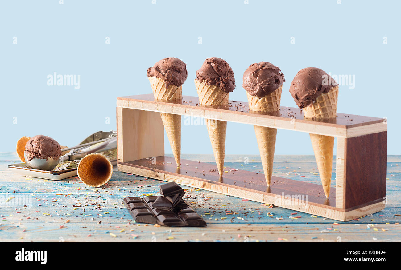 chocolate ice cream in cornet Stock Photo - Alamy
