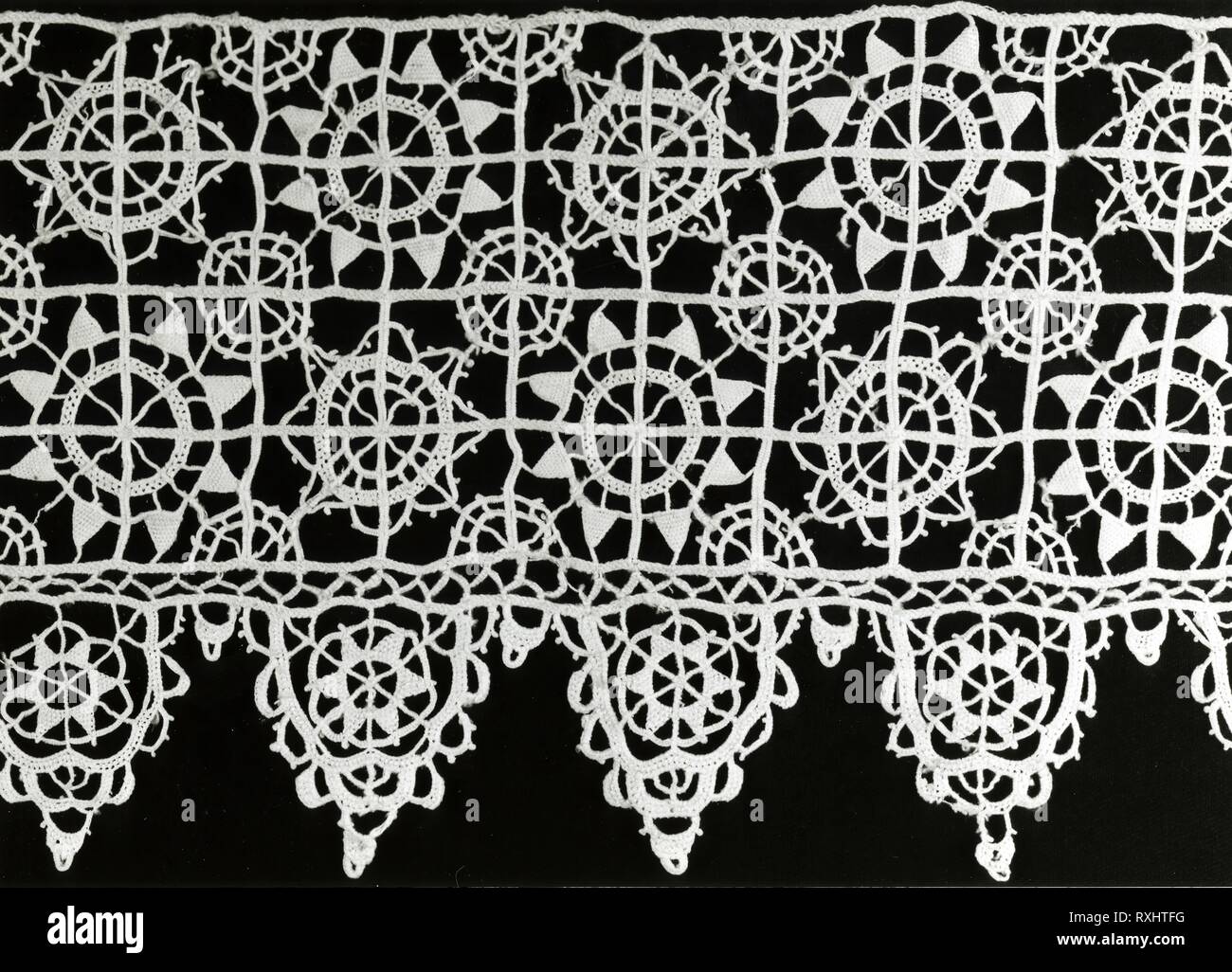 Linen needle lace worked on a laid and plaited grid hi-res stock ...