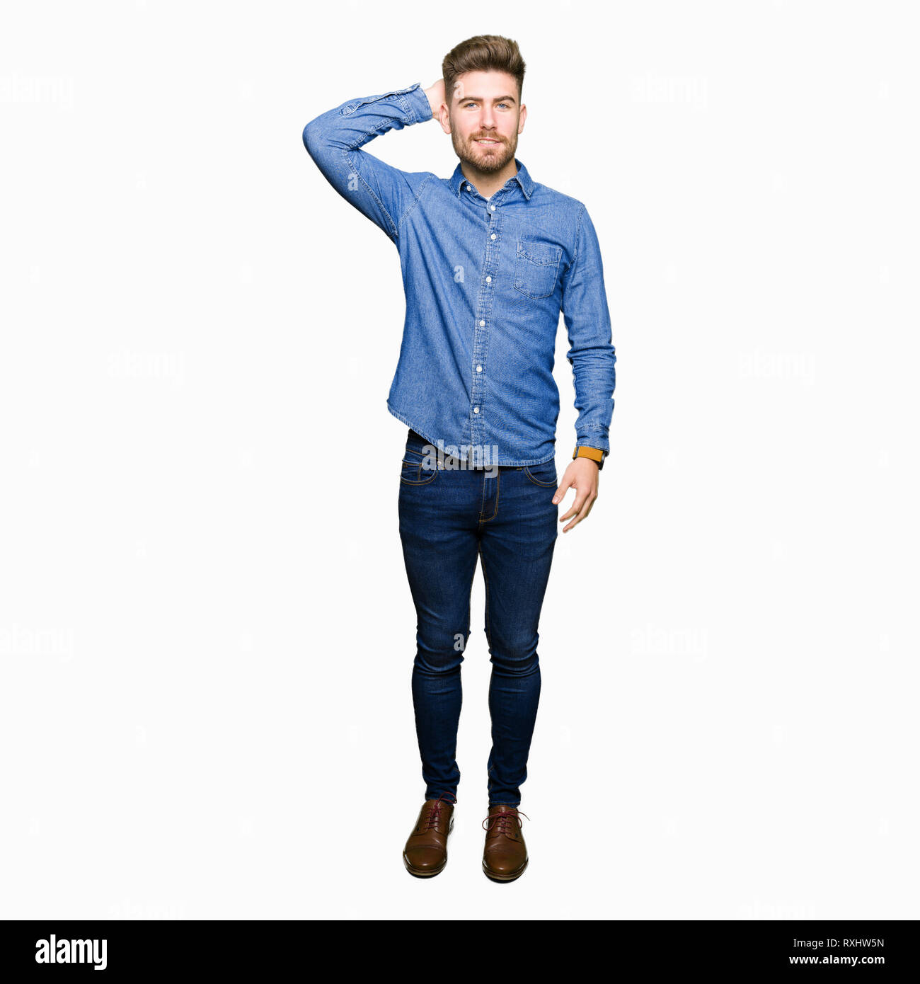 Thoughtful handsome adult blond Cut Out Stock Images & Pictures - Alamy