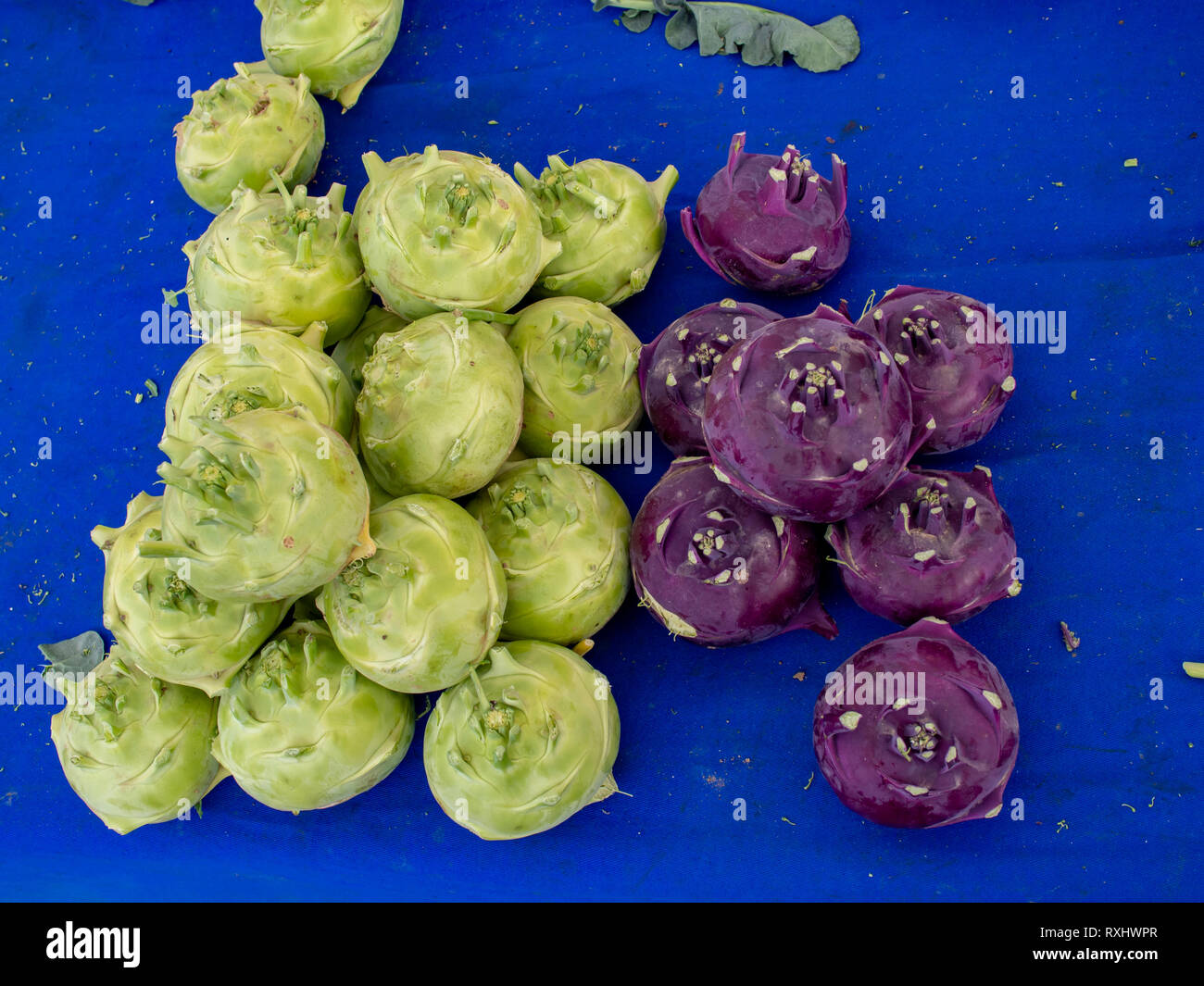 Fresh kohlrabi vegetable on the market for healthy eating Stock Photo ...