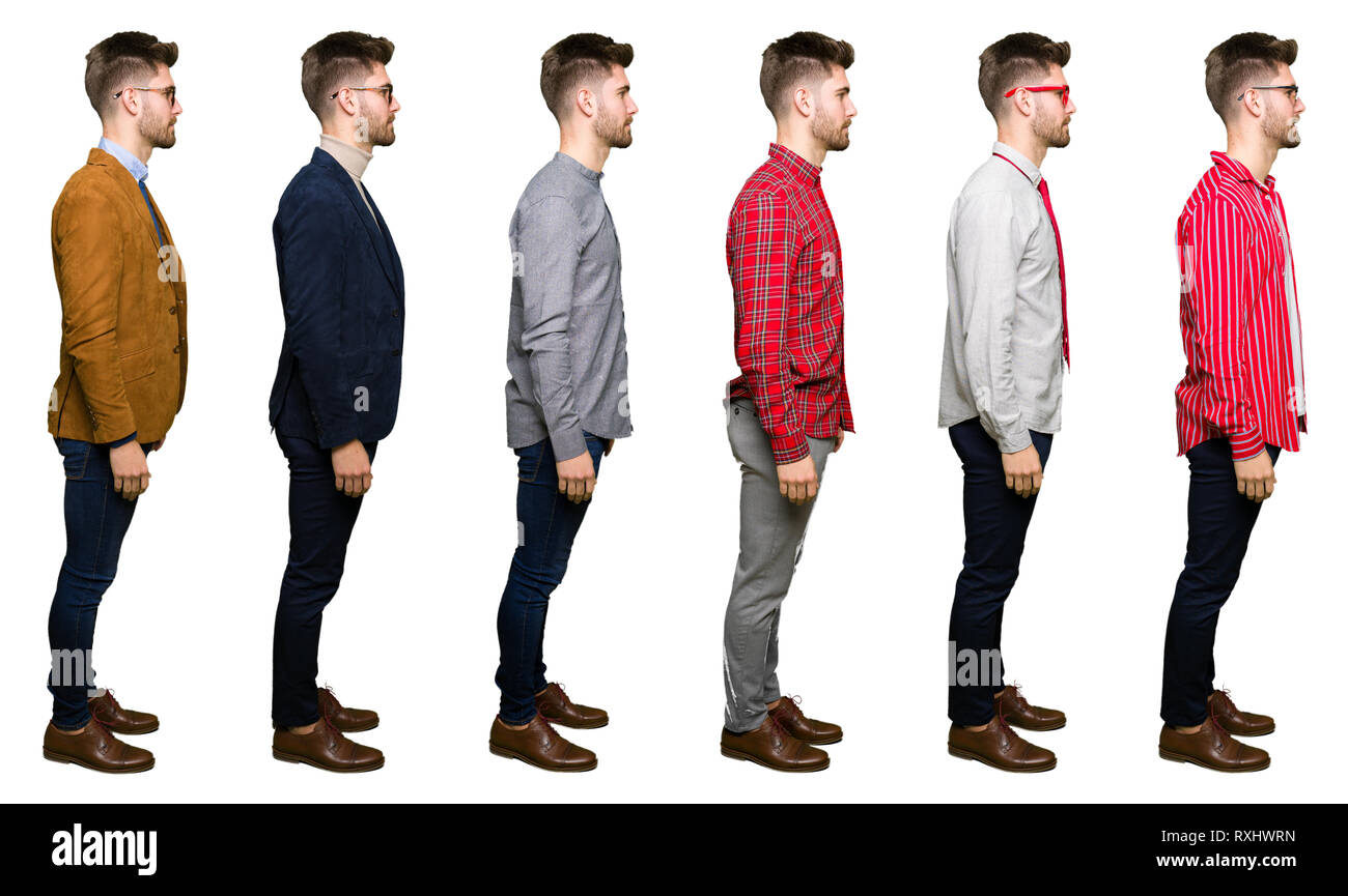 Collage of handsome young business man wearing different looks over ...