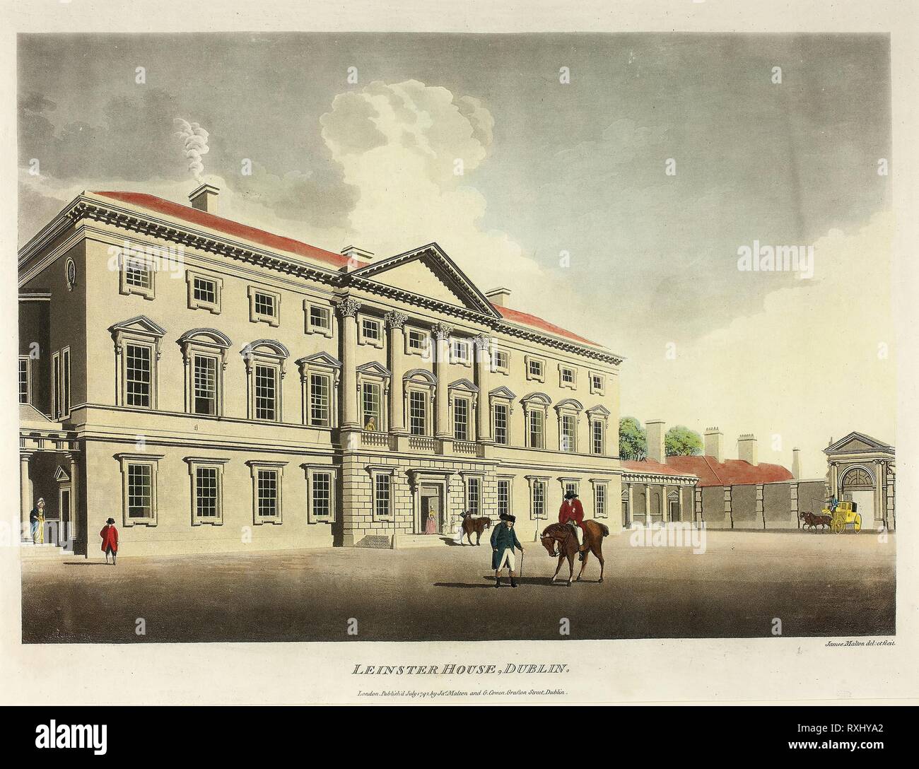 Hand colored aquatint in black on ivory wove paper hi-res stock ...