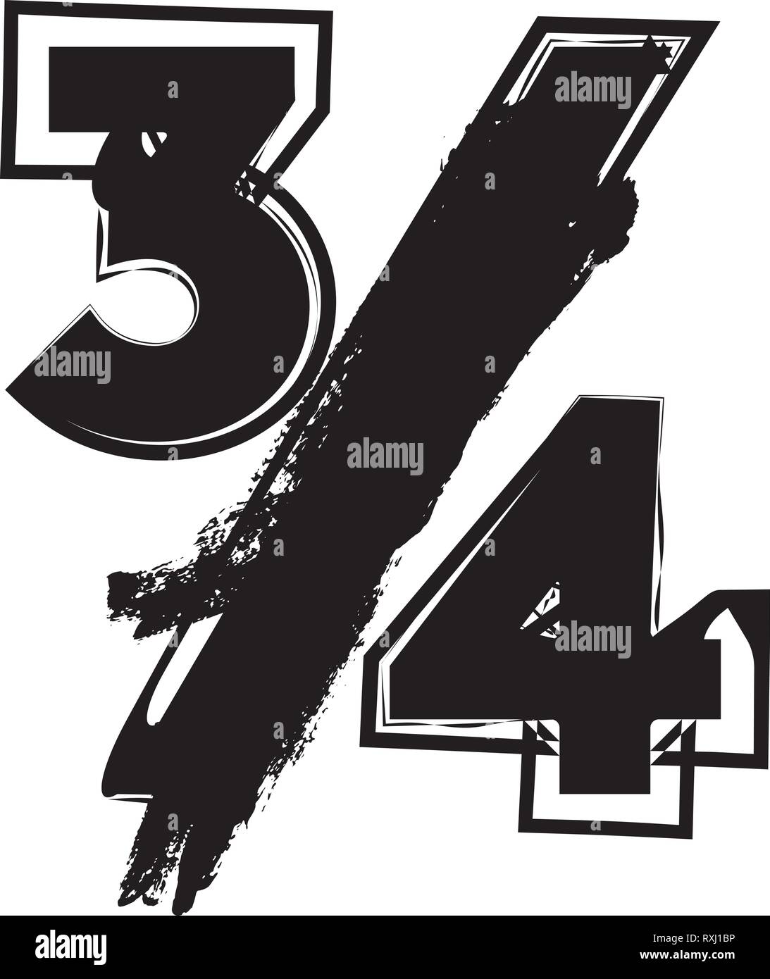 Abstract vector illustration drawing of 3/4 Symbol Stock Vector Image ...