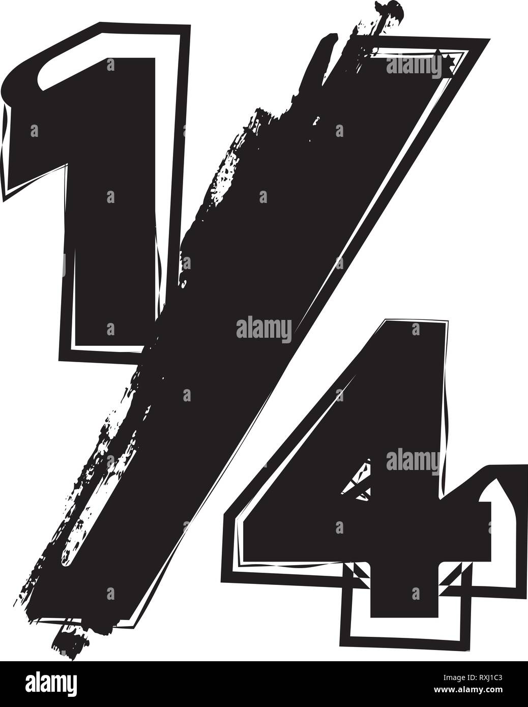 Abstract vector illustration drawing of 1/4 Symbol Stock Vector Image ...