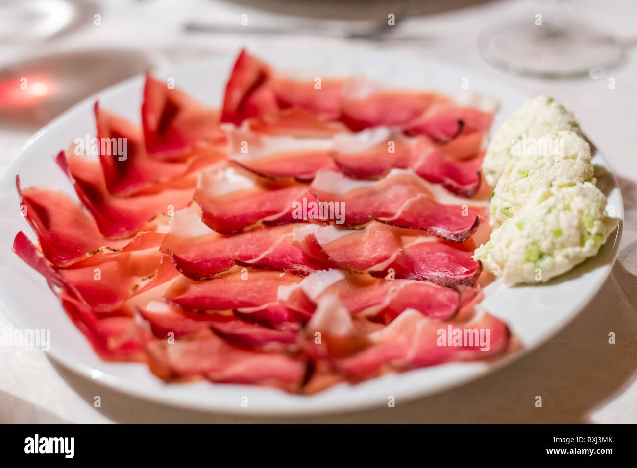 slices of Italian salted smoked raw ham Stock Photo - Alamy