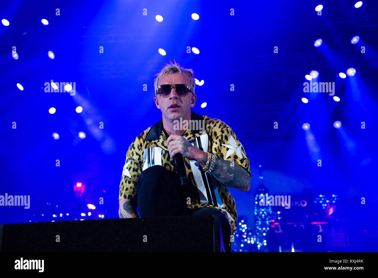 The Italian rapper Salmo seen performing live at Pala Alpitour in Turin ...