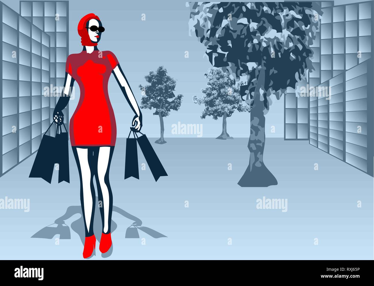 Girl on background street Stock Vector Images - Alamy