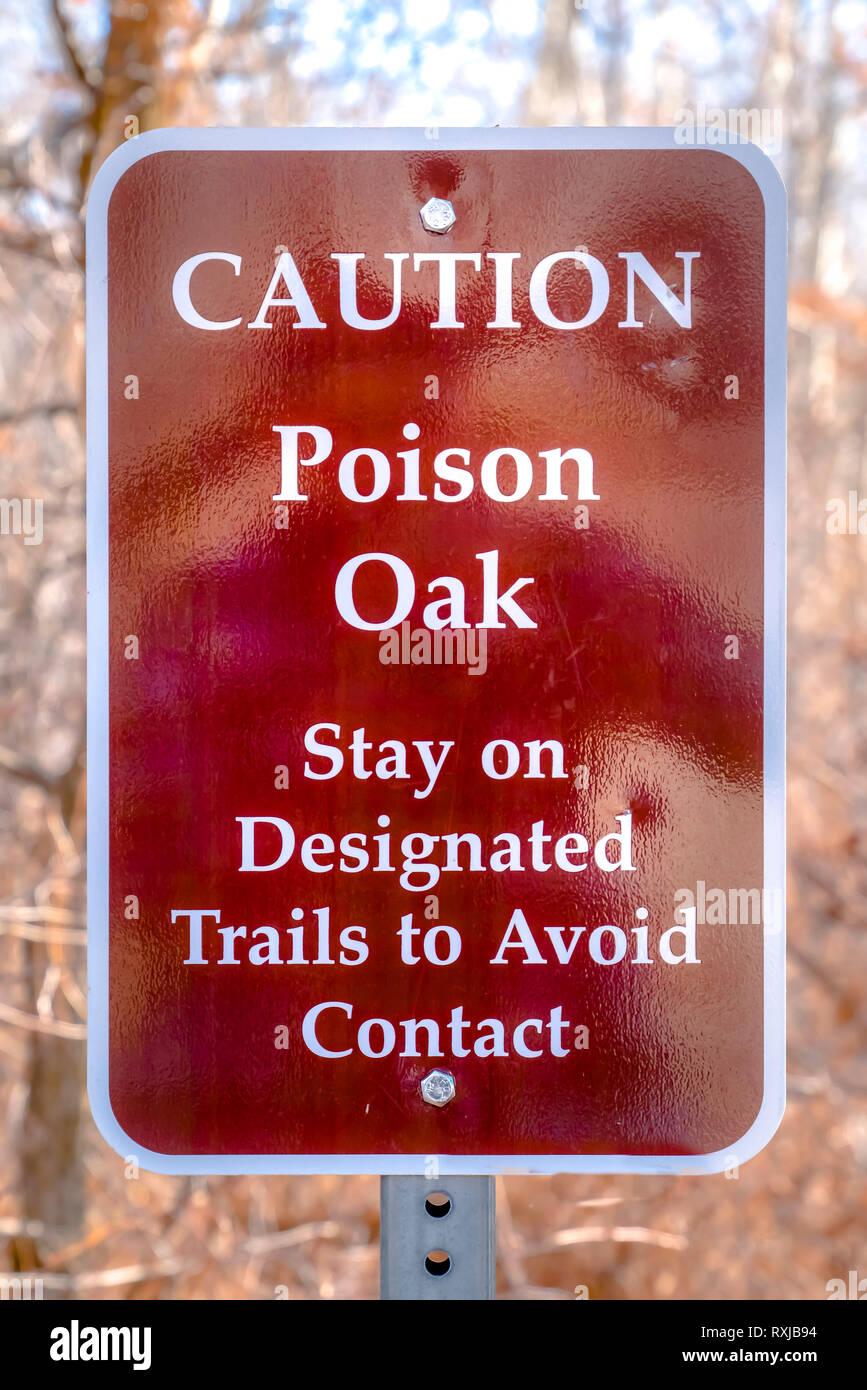 Caution Poison Oak sign at Highland Glen Park Utah Stock Photo - Alamy