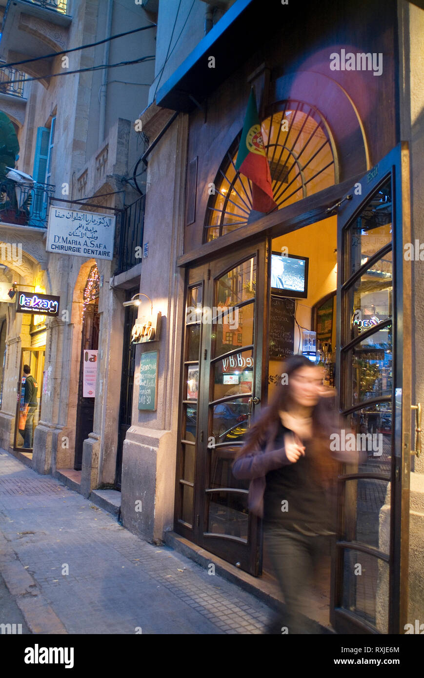 Street scene in Gemmayzeh, a central city neighbourhood in Beirut ...