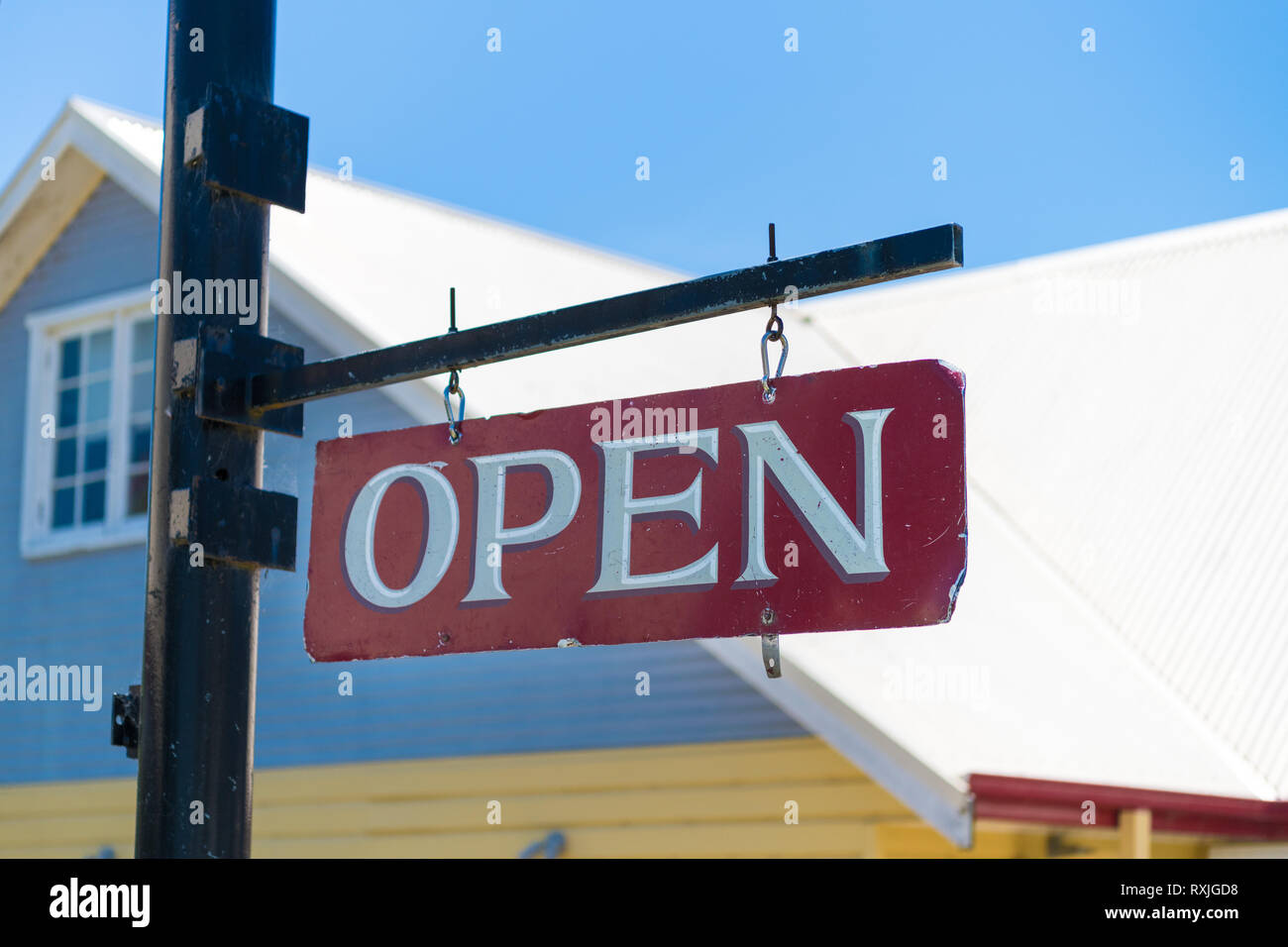 Old black and white open sign hi-res stock photography and images - Alamy