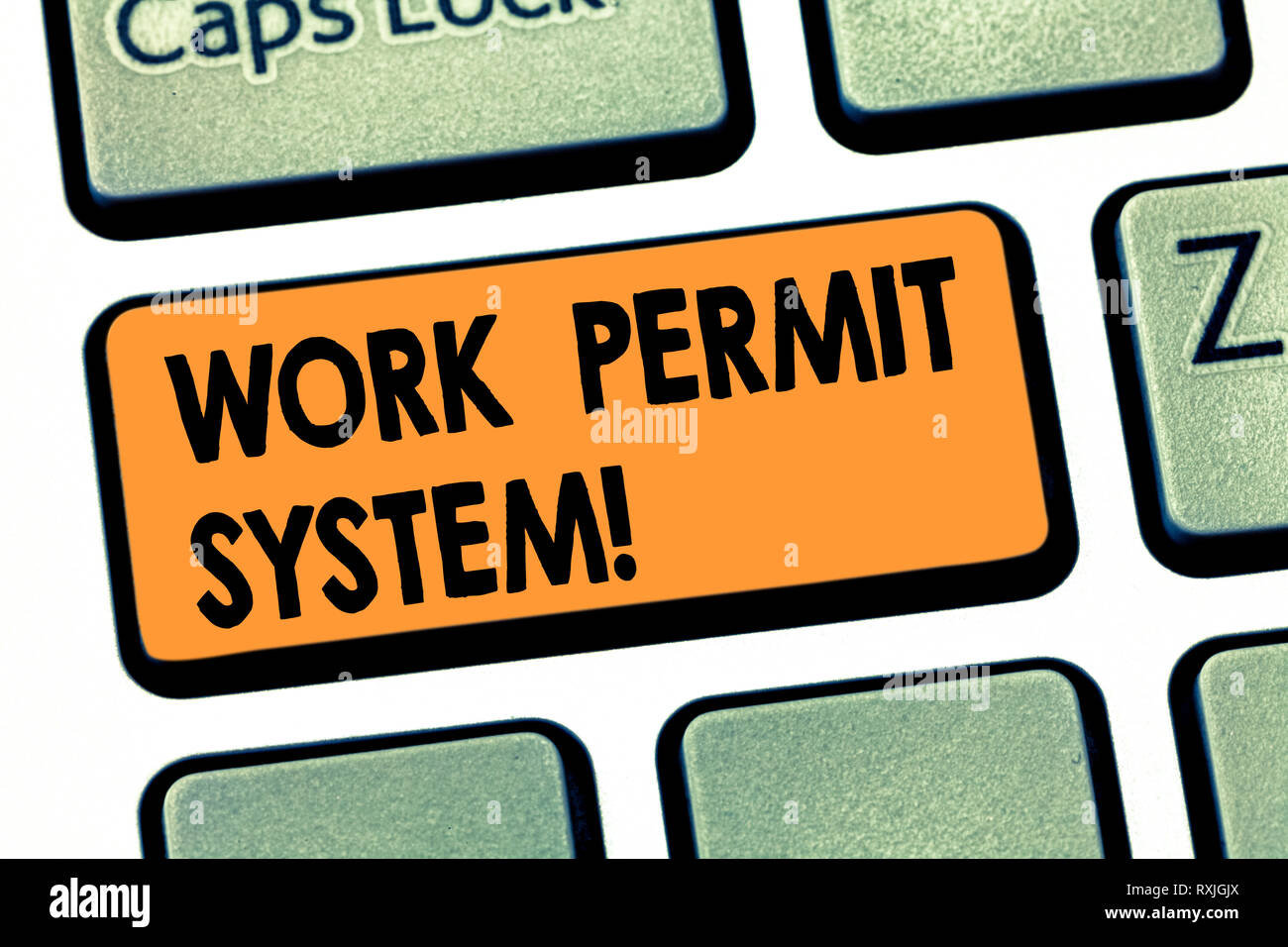 Writing note showing Work Permit System. Business photo showcasing ...