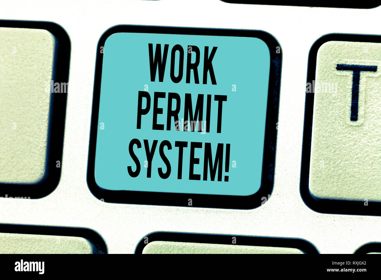 Writing note showing Work Permit System. Business photo showcasing ...