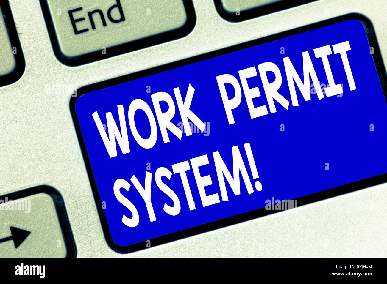 Writing note showing Work Permit System. Business photo showcasing ...