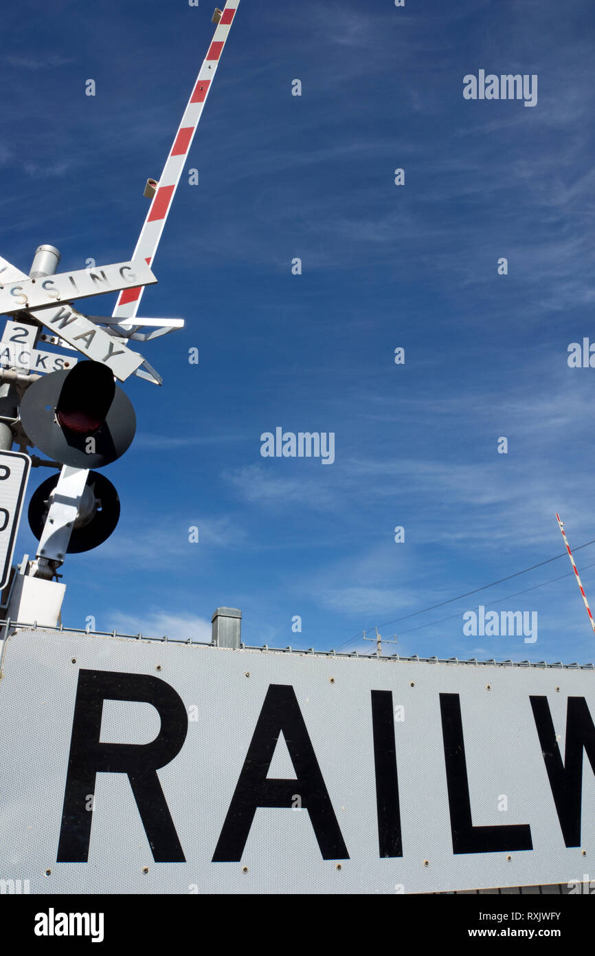 Train warning sign hi-res stock photography and images - Alamy
