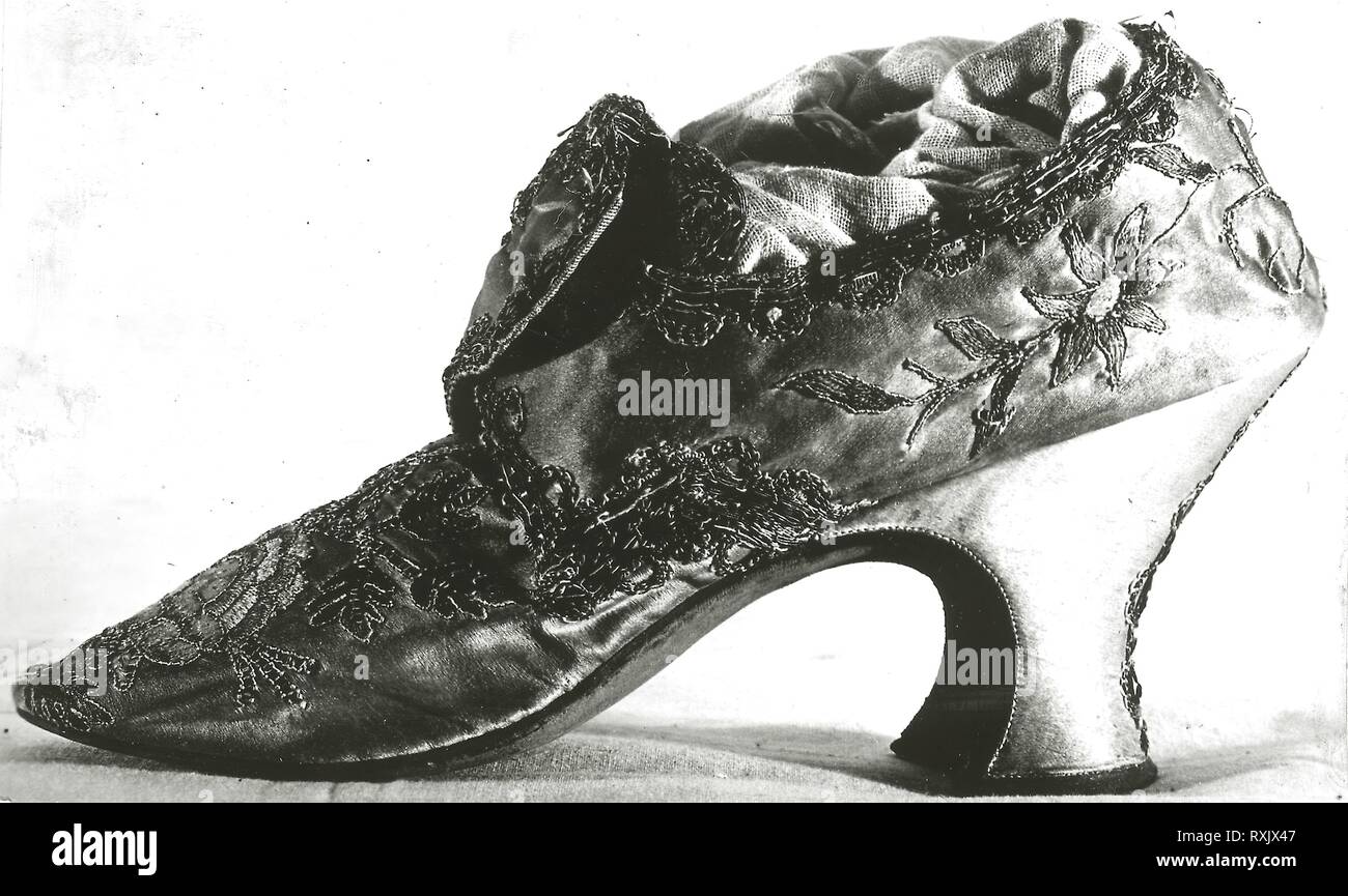 Shoe (Single). Probably England. Date: 1770-1779. Dimensions: . Yellow ...