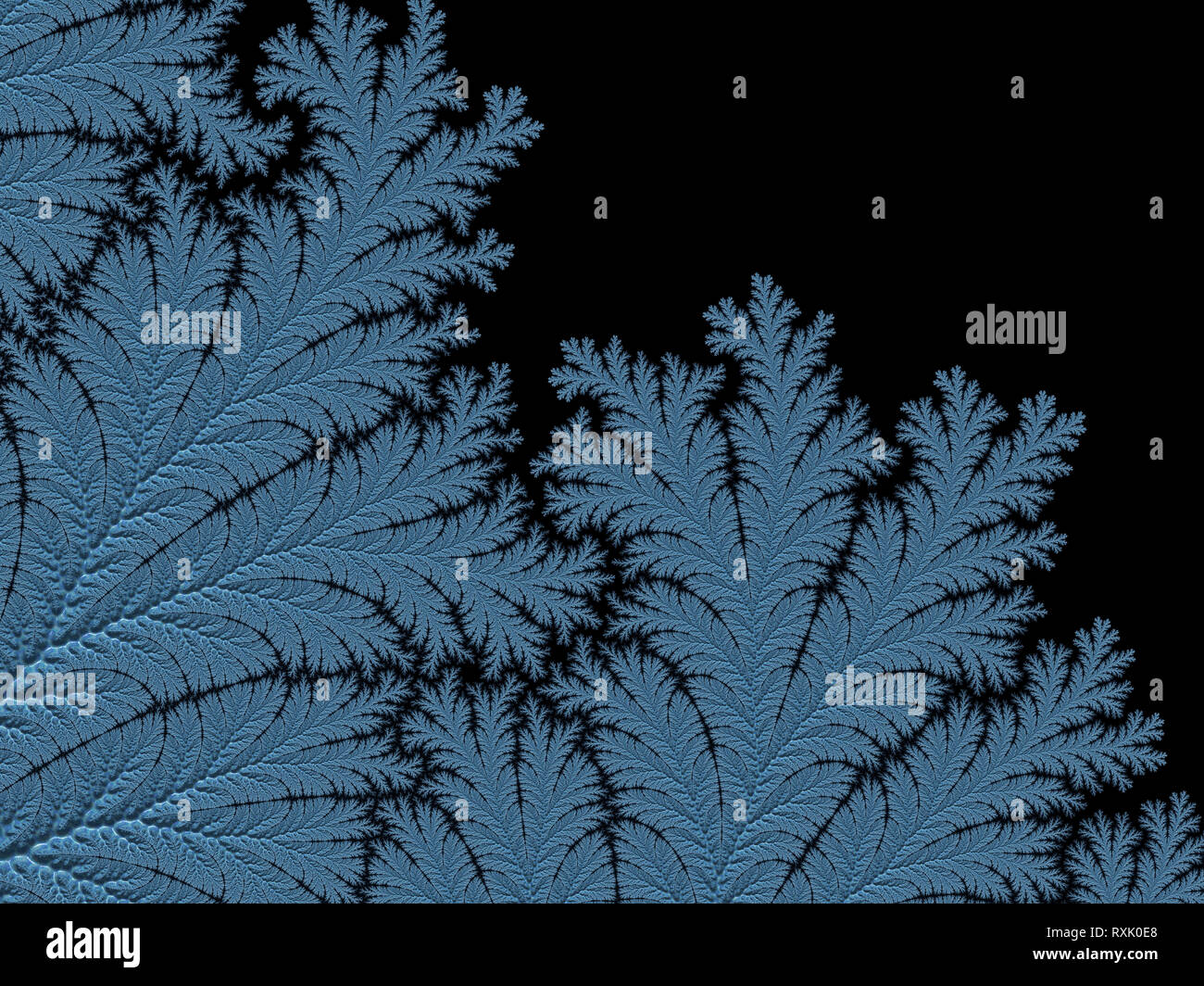 fractal art wallpaper with blue ice patterns on black background Stock ...
