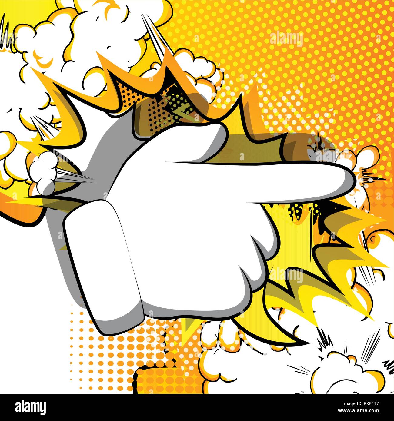 Vector cartoon pointing hand. Illustrated hand expression, gesture on ...