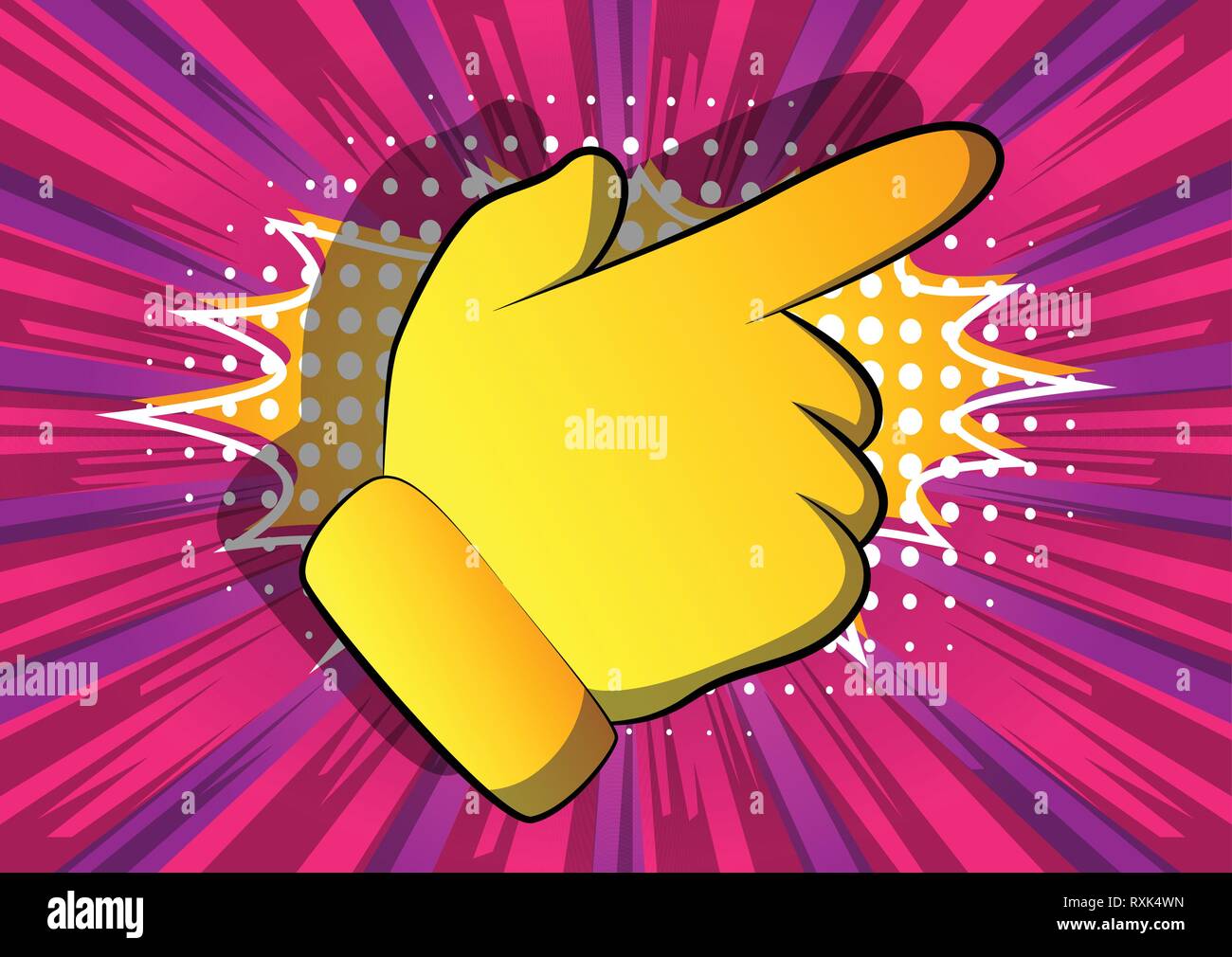 Vector cartoon pointing hand. Illustrated hand expression, gesture on ...