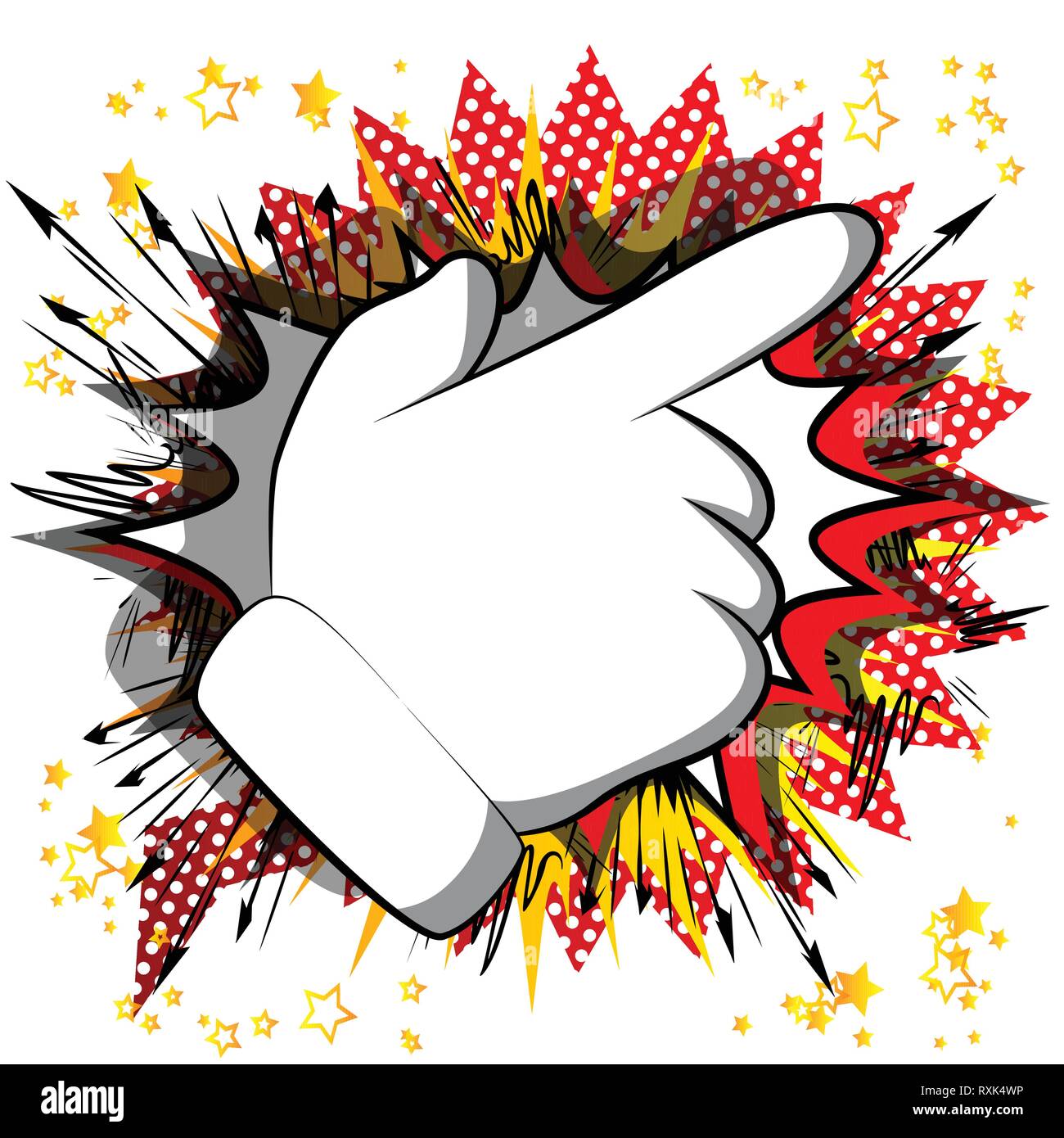 Vector cartoon pointing hand. Illustrated hand expression, gesture on ...