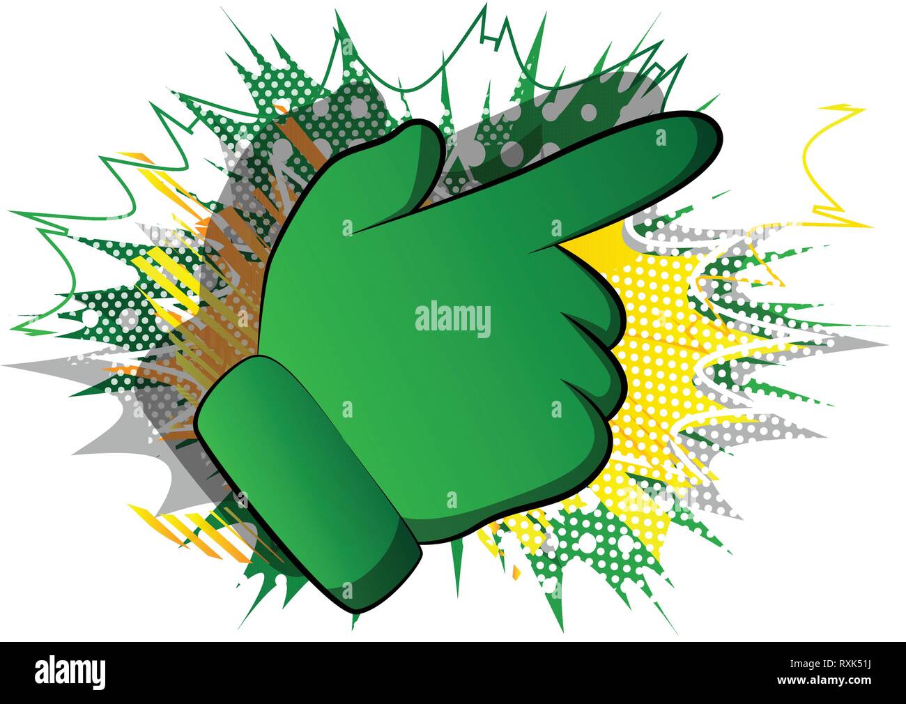Vector cartoon pointing hand. Illustrated hand expression, gesture on ...