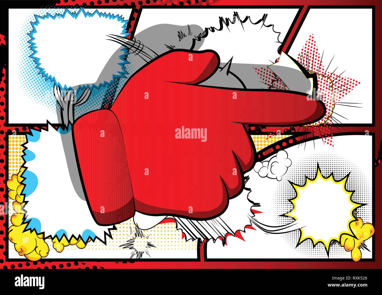 Vector cartoon pointing hand. Illustrated hand expression, gesture on ...