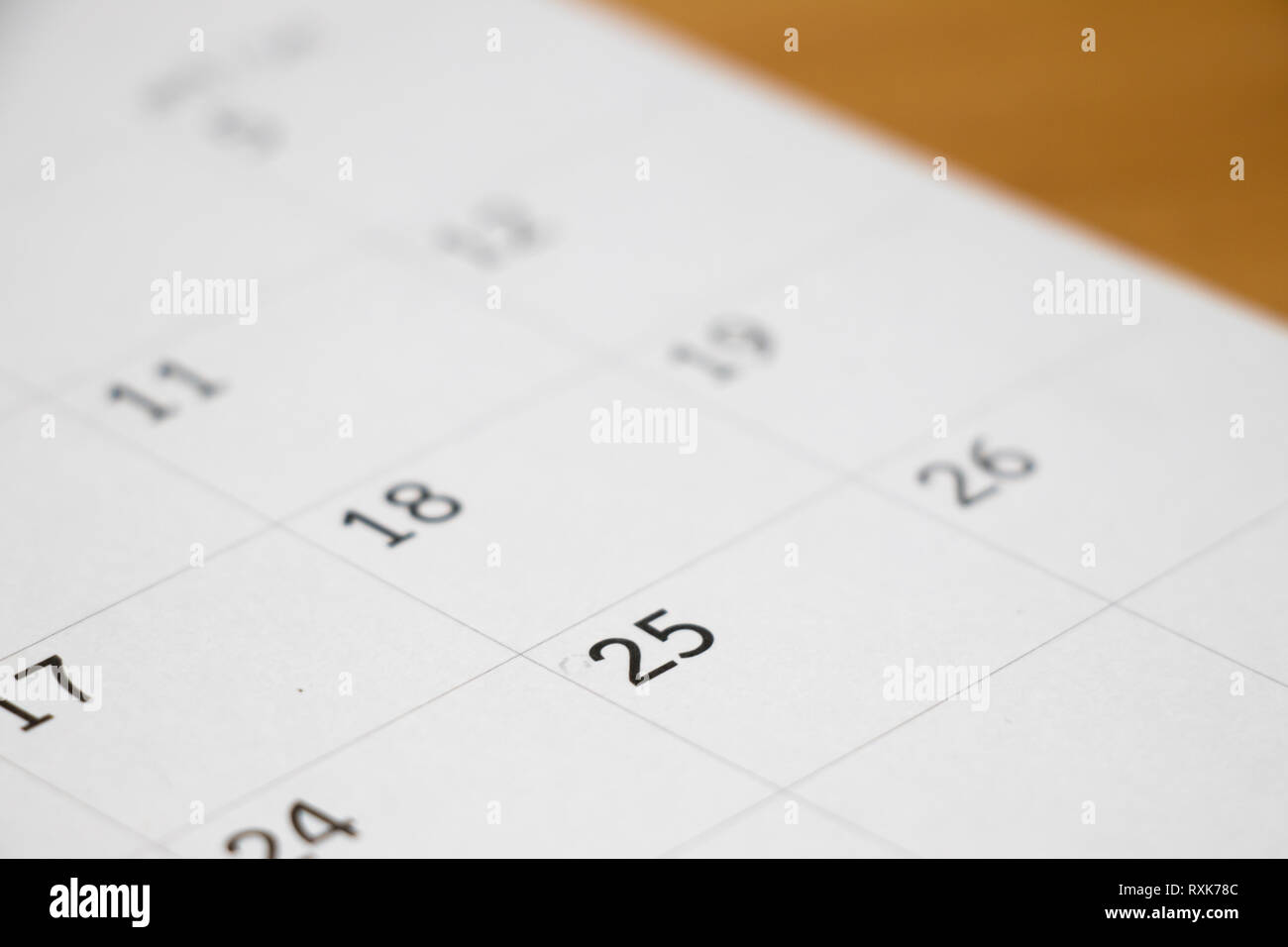 October 25 date on calendar hi-res stock photography and images - Alamy