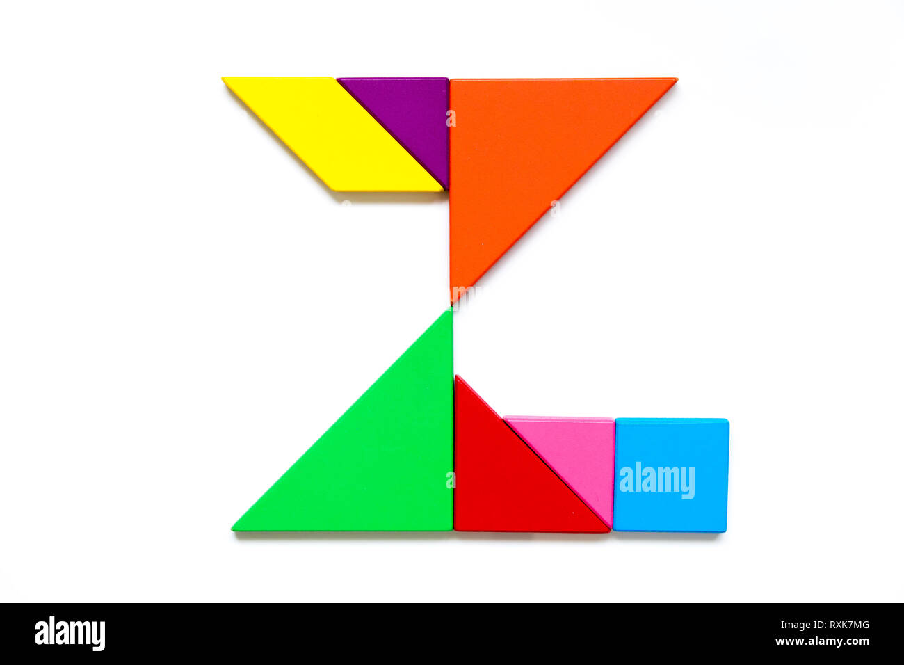 Color tangram puzzle in english alphabet z shape on white background ...