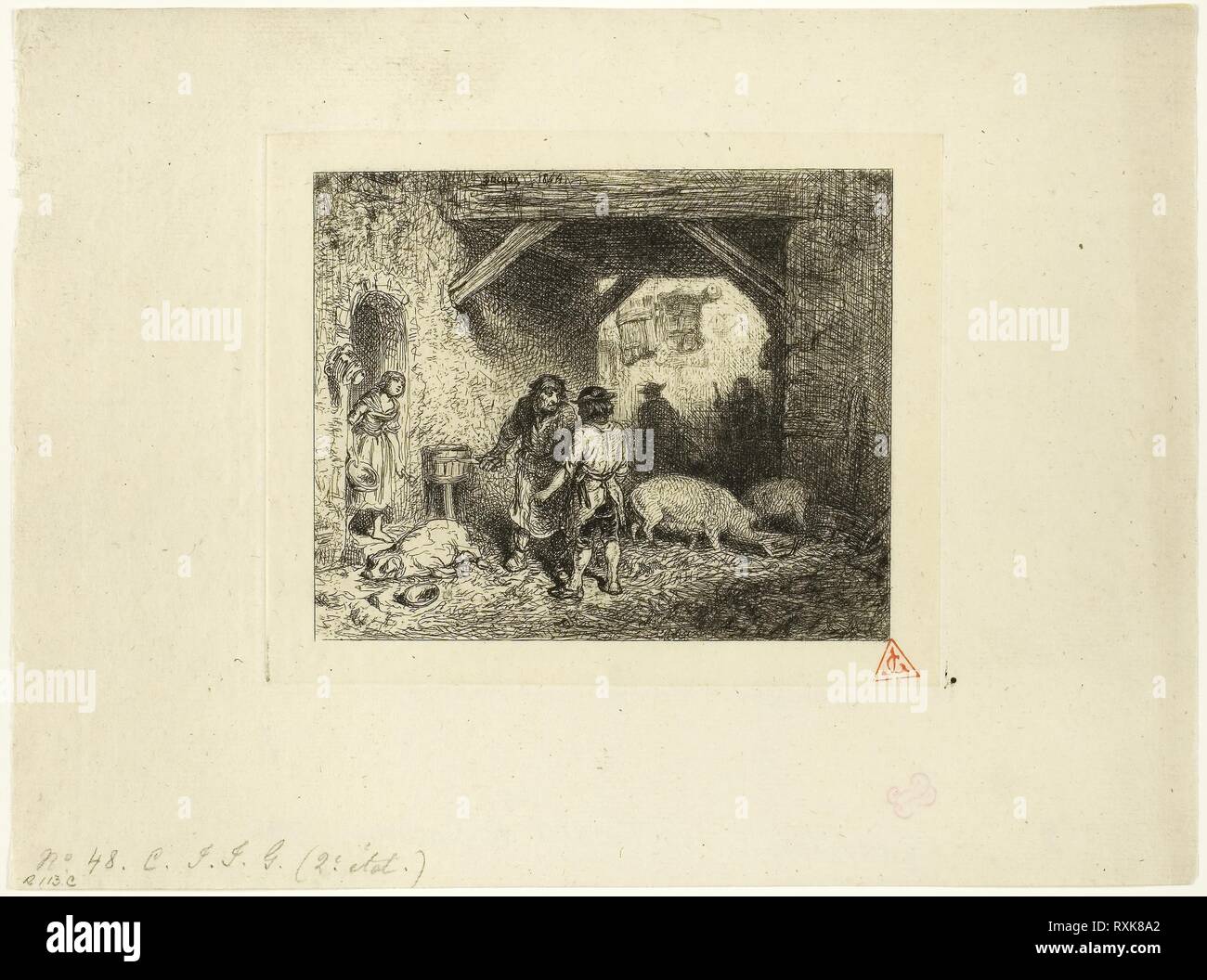 The Pig Slaughterers. Charles Émile Jacque; French, 1813-1894. Date ...