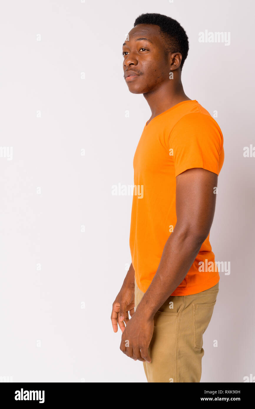 Profile view of young handsome African man Stock Photo - Alamy
