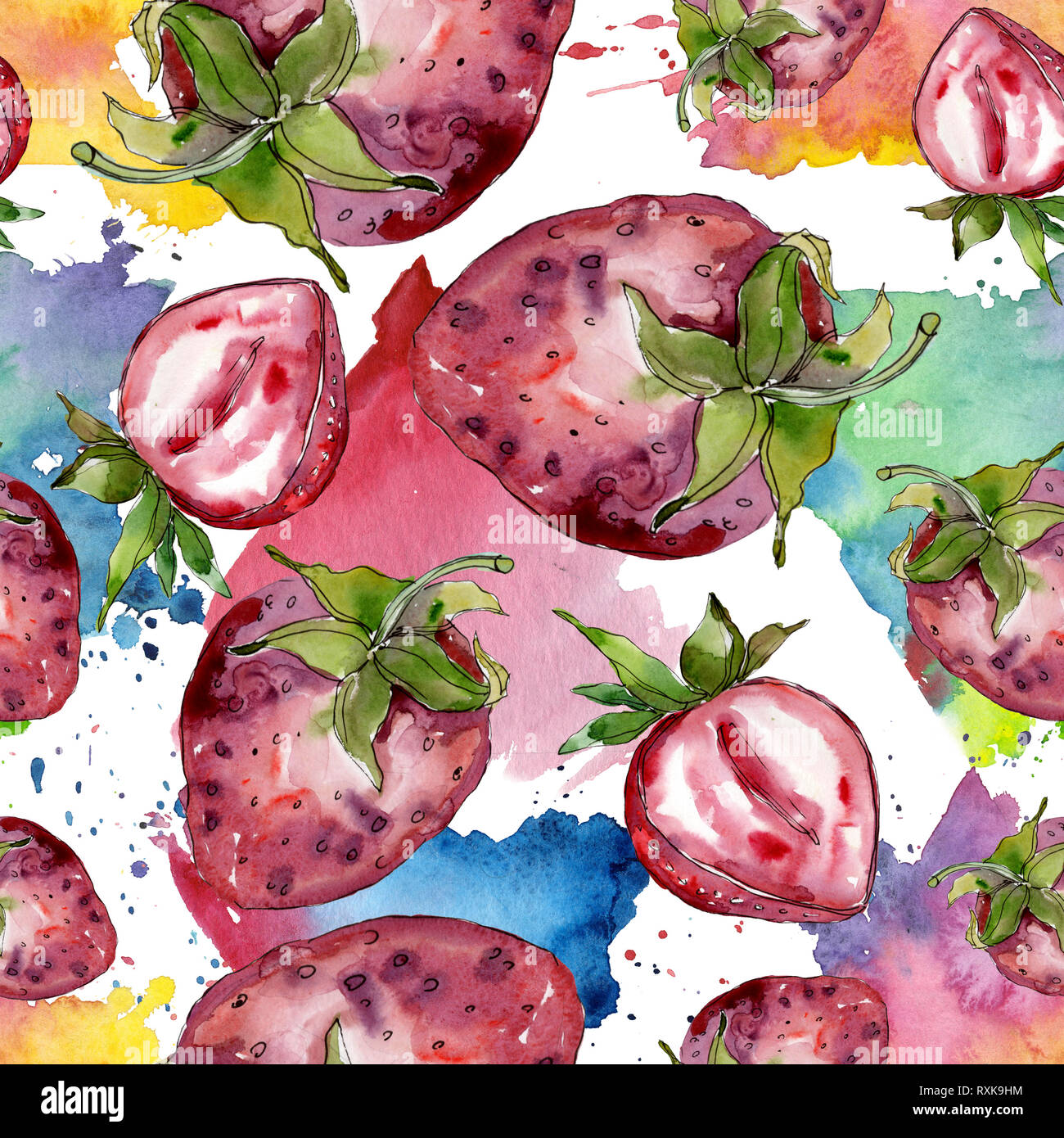 Strawberry healthy food in a watercolor style isolated. Watercolor ...