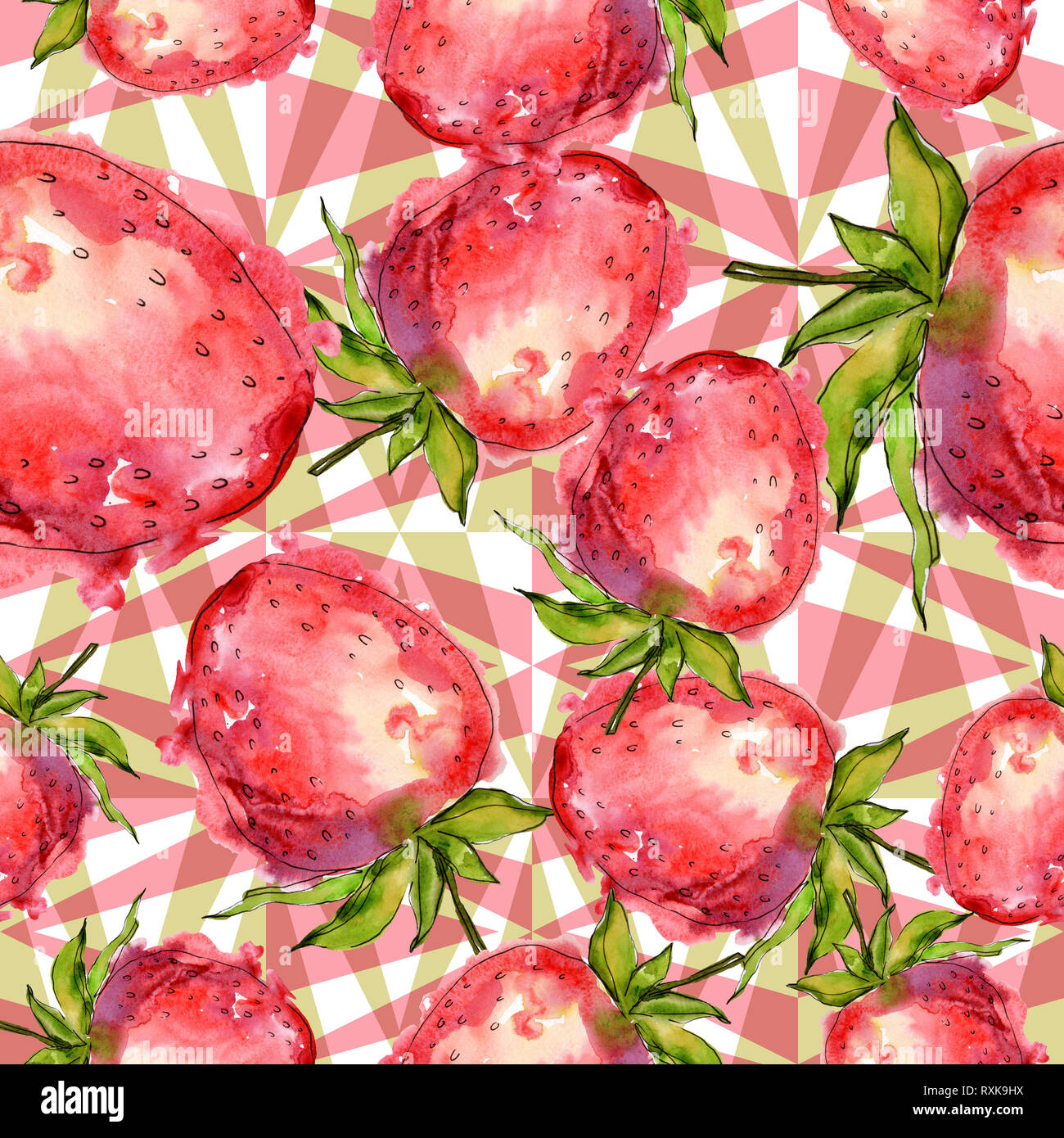 Strawberry healthy food in a watercolor style isolated. Watercolor ...