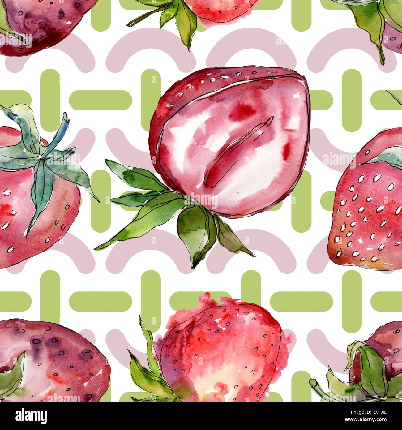 Strawberry healthy food in a watercolor style isolated. Watercolor ...