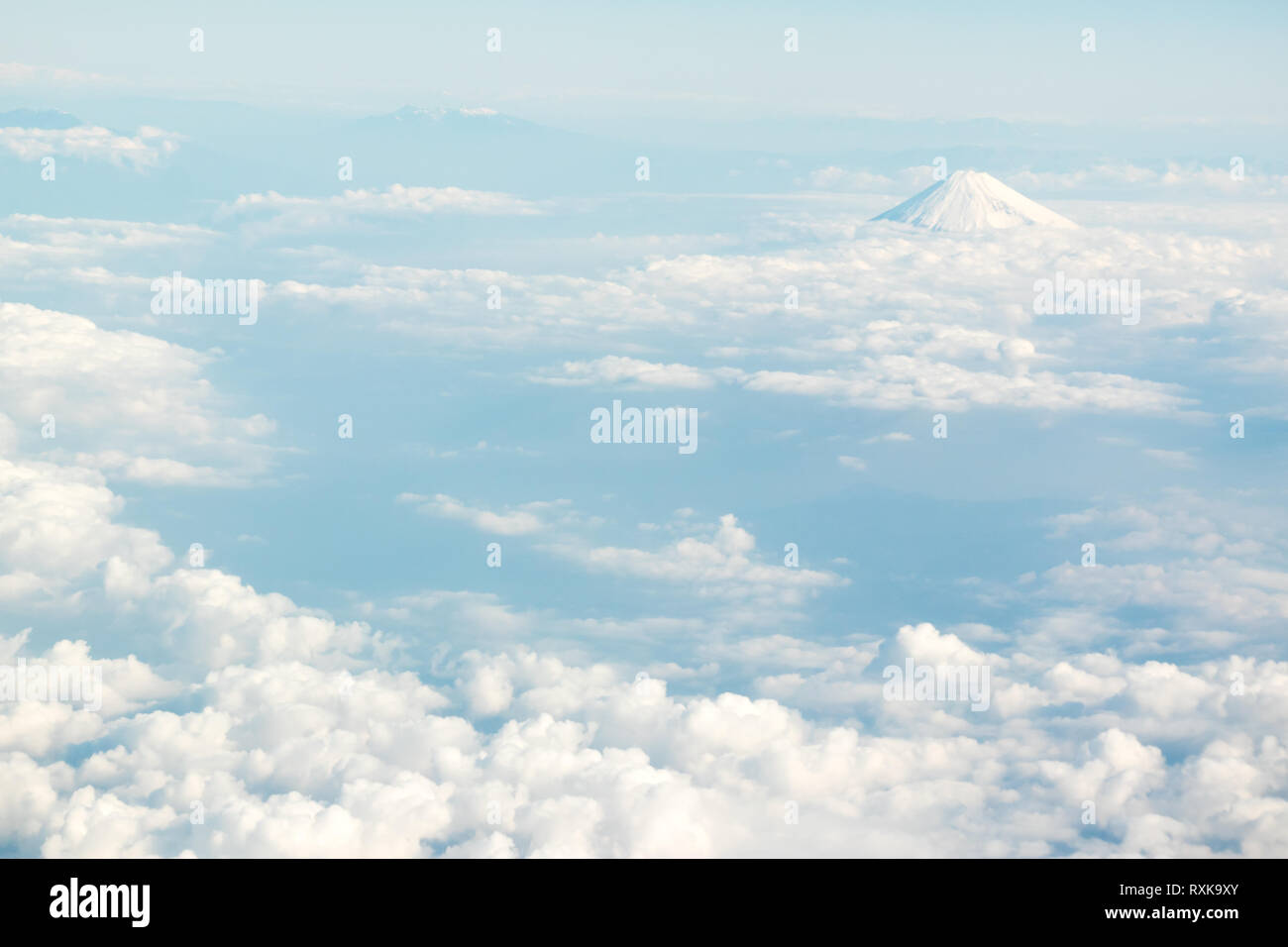 Fuji mountain in Japan with the group of cloud in the aerial view ...