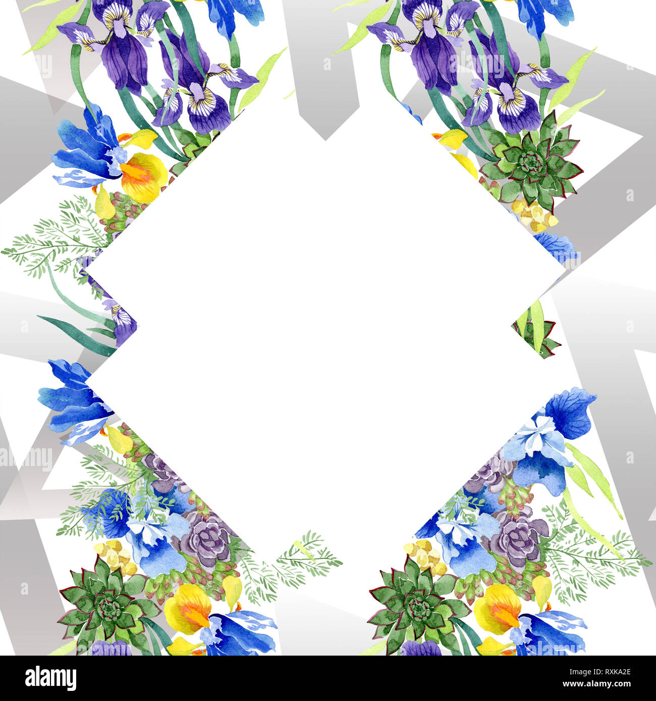 Blue irises bouquet floral botanical flowers. Watercolor background ...