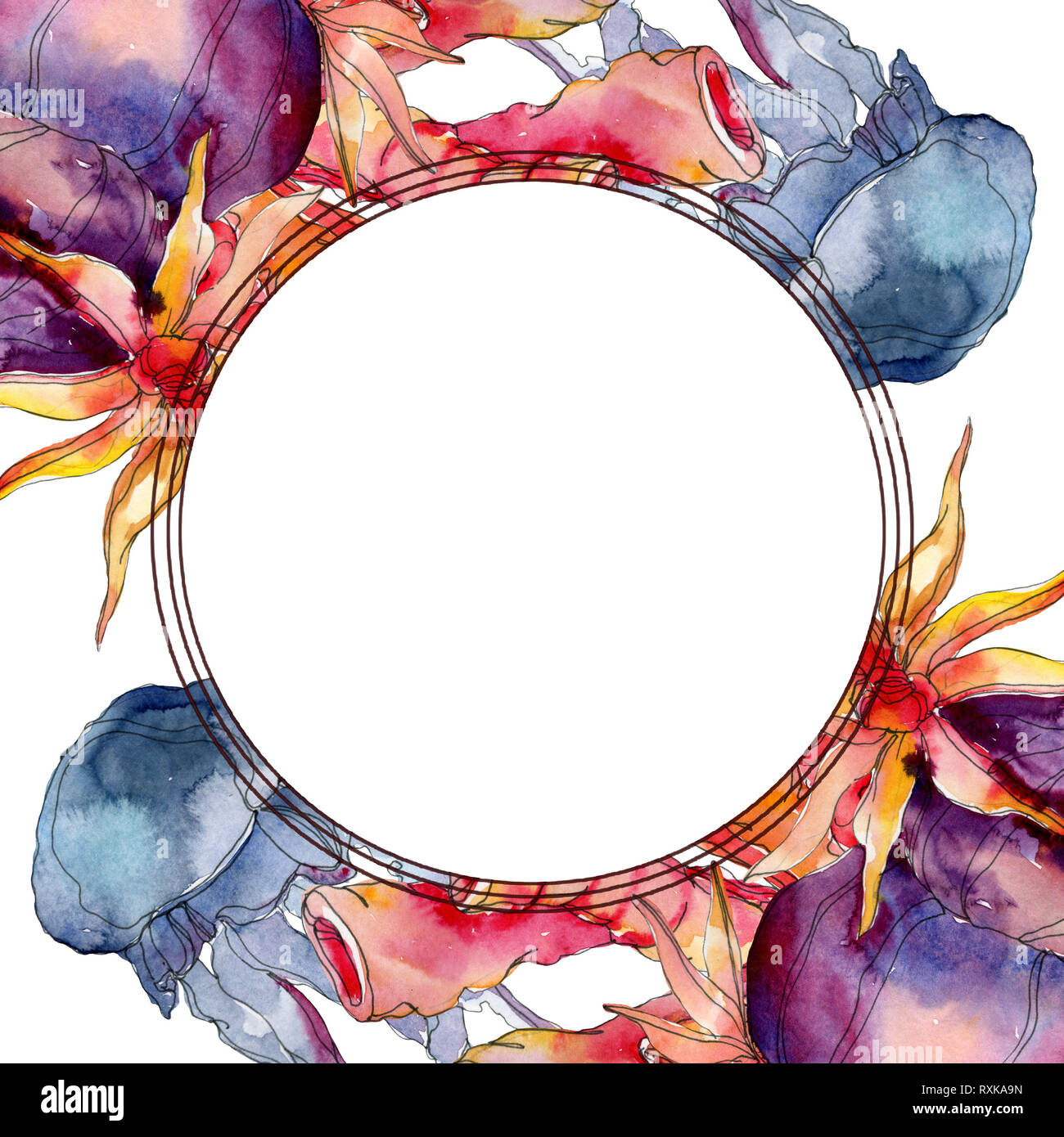 Colorful aquatic underwater nature coral reef. Watercolor background ...