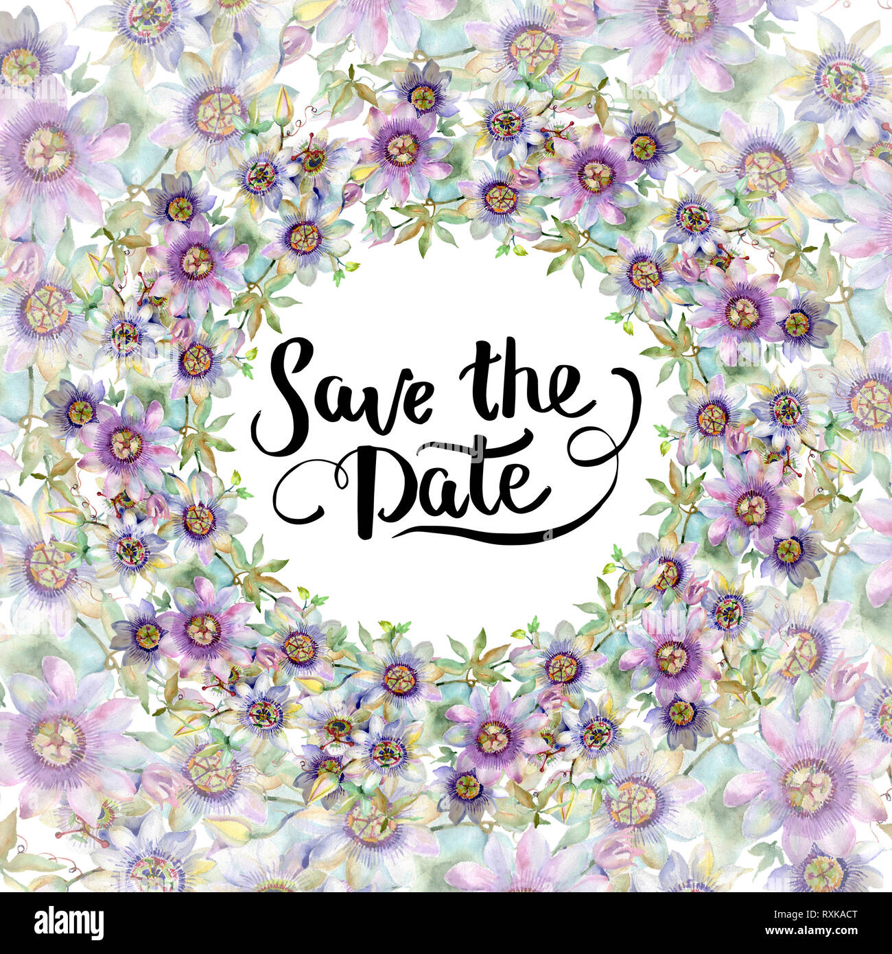 Blue violet bouquet floral botanical flowers. Watercolor background ...