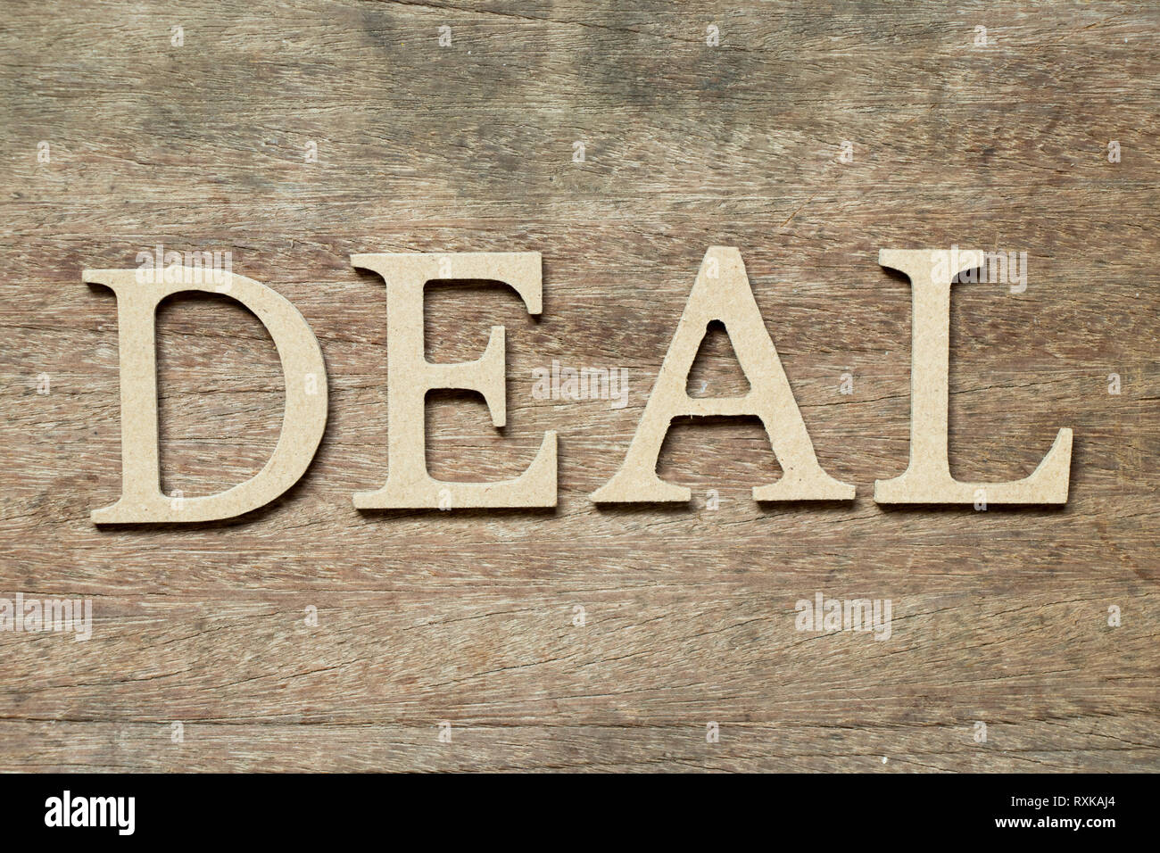 English alphabet in word deal on wood background Stock Photo - Alamy