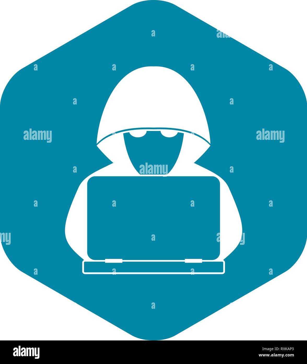 Computer hacker with laptop icon, simple style Stock Vector Image & Art ...