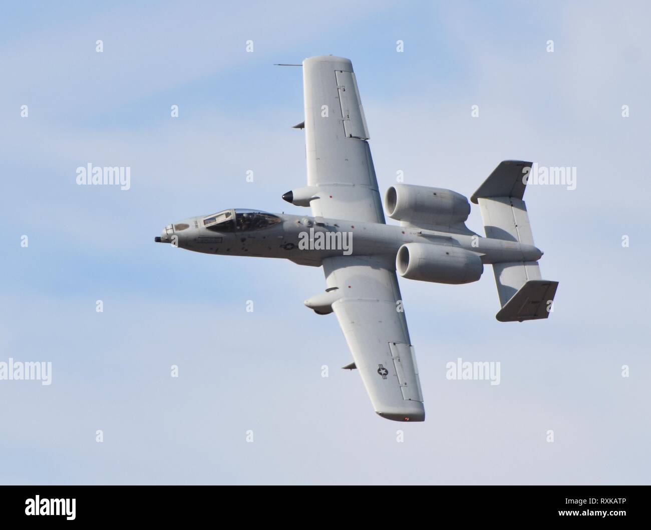 An Air Force A-10 Warthog/Thunderbolt II attack jet flying at Davis ...