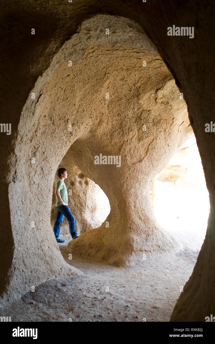 Inside a cave fortress near Ihlara in the Cappadocia region of Turkey ...