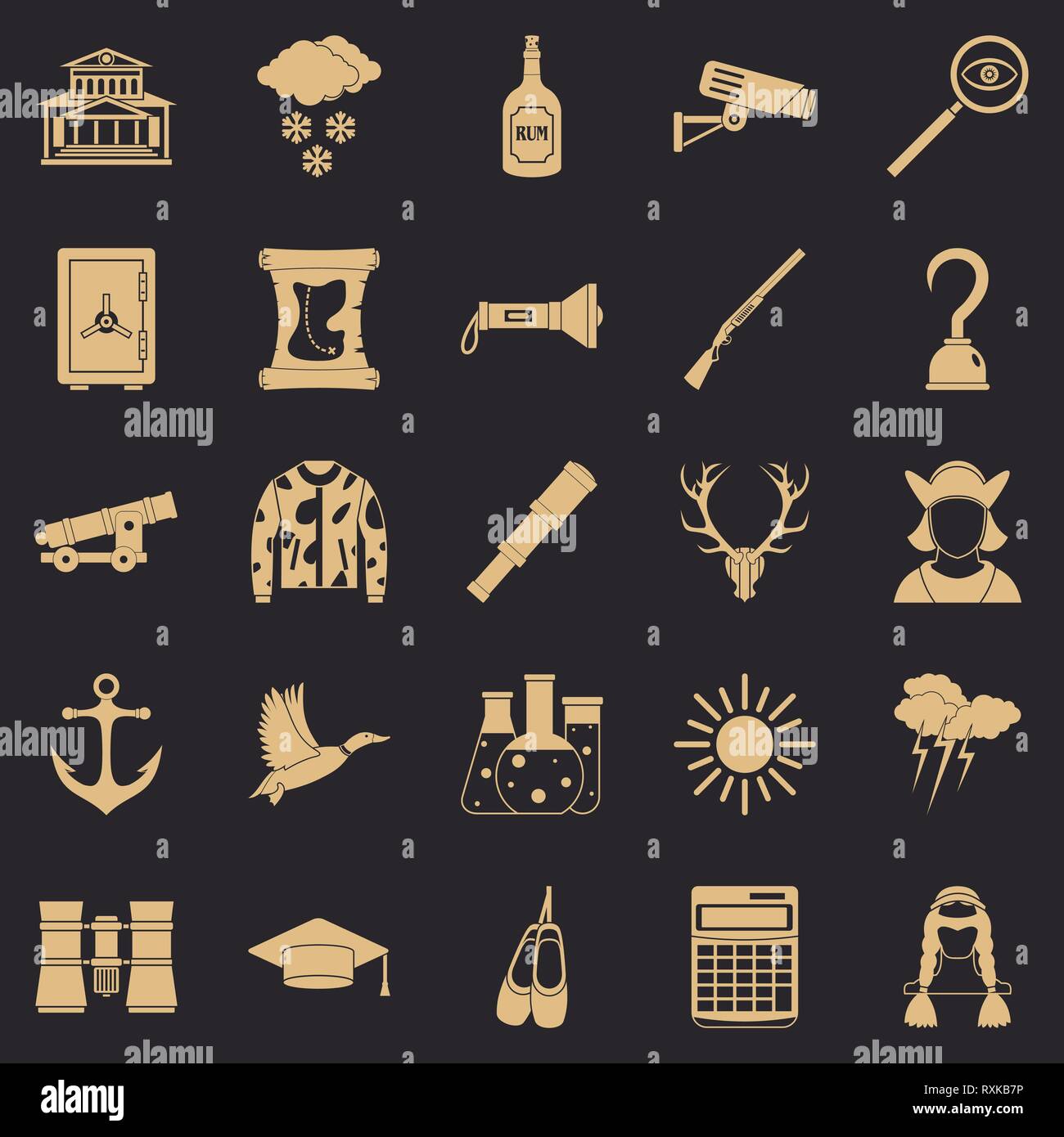 Hunt icons set, simple style Stock Vector Image & Art - Alamy