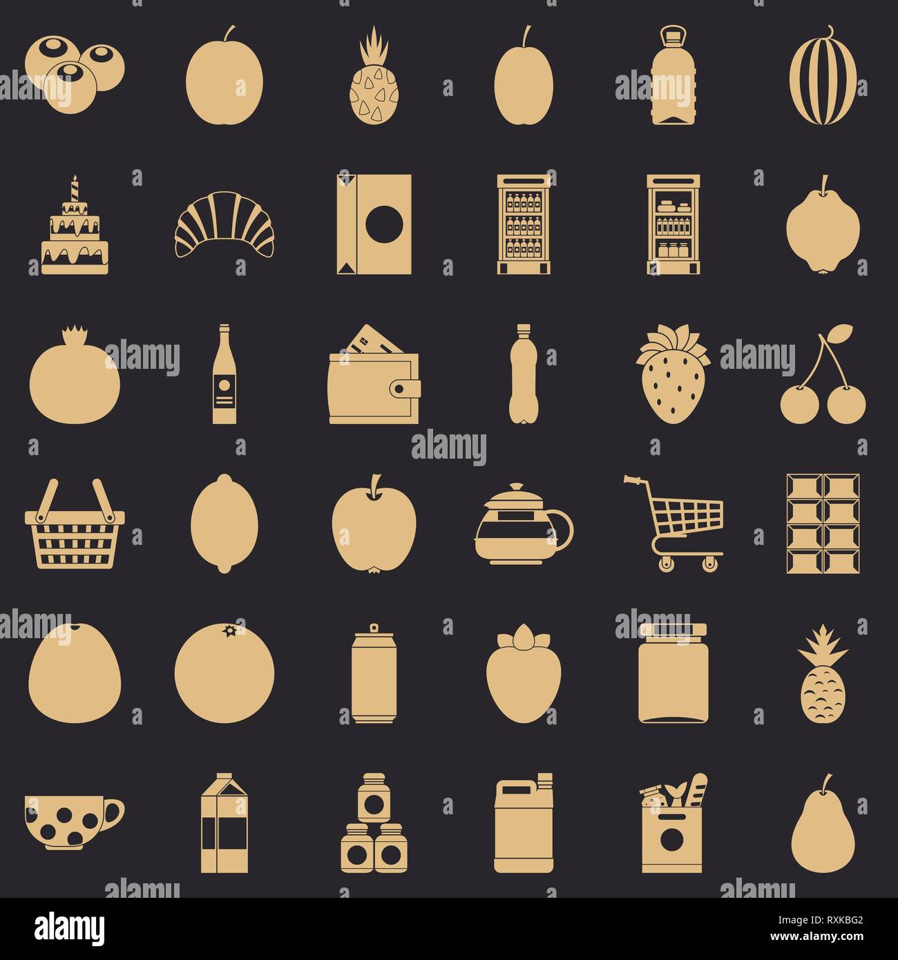 Fruit and drink icons set, simple style Stock Vector Image & Art - Alamy