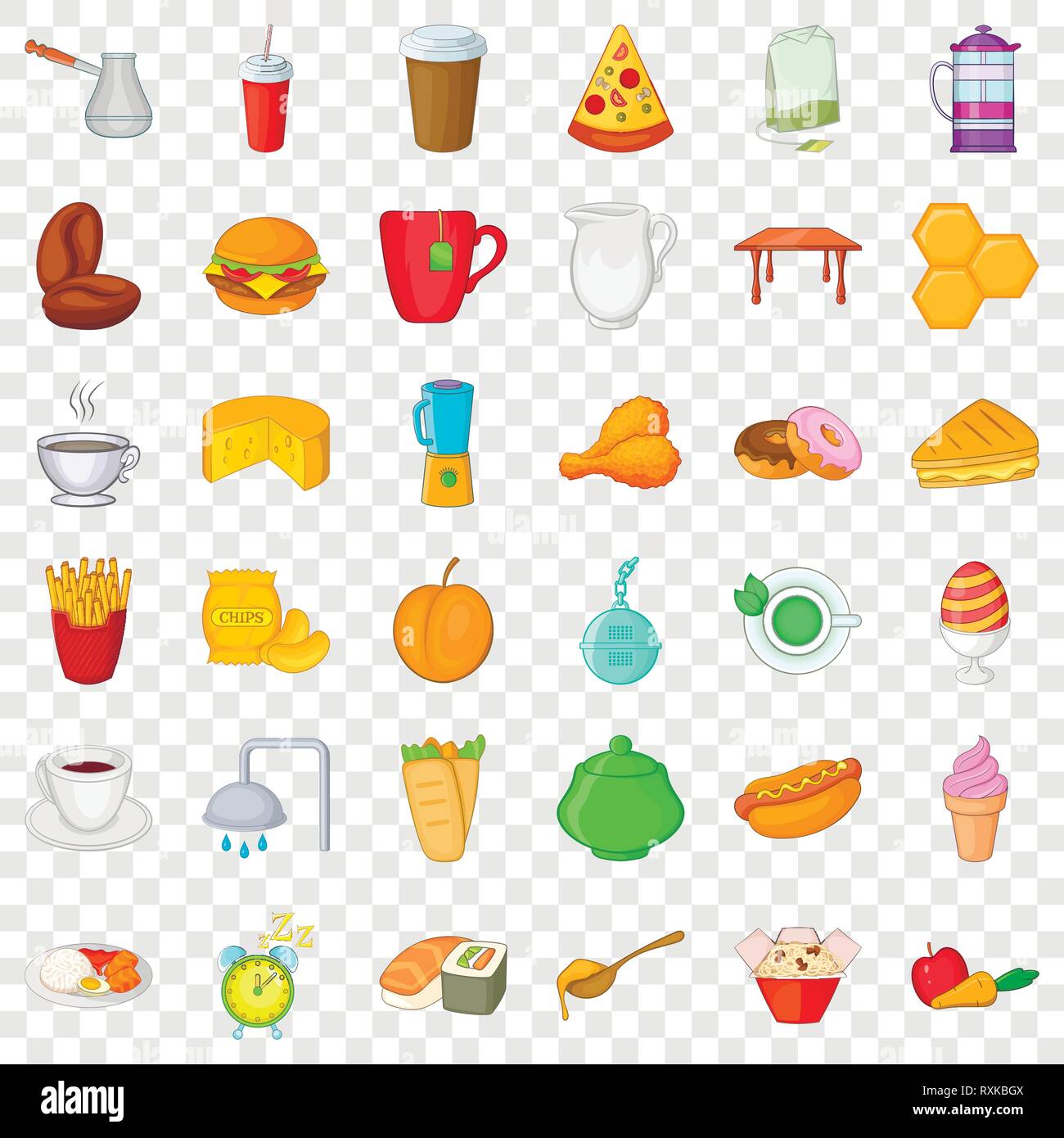 Breakfast icons set, cartoon style Stock Vector Image & Art - Alamy