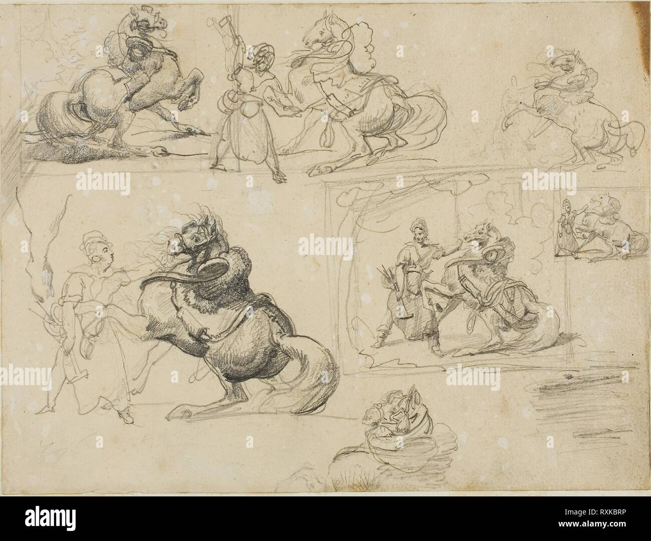 Graphite on ivory laid paper mounted to ivory laid paper hi-res stock ...