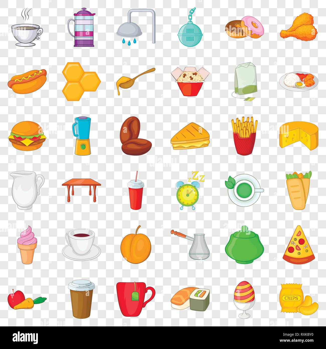 Great breakfast icons set, cartoon style Stock Vector Image & Art - Alamy