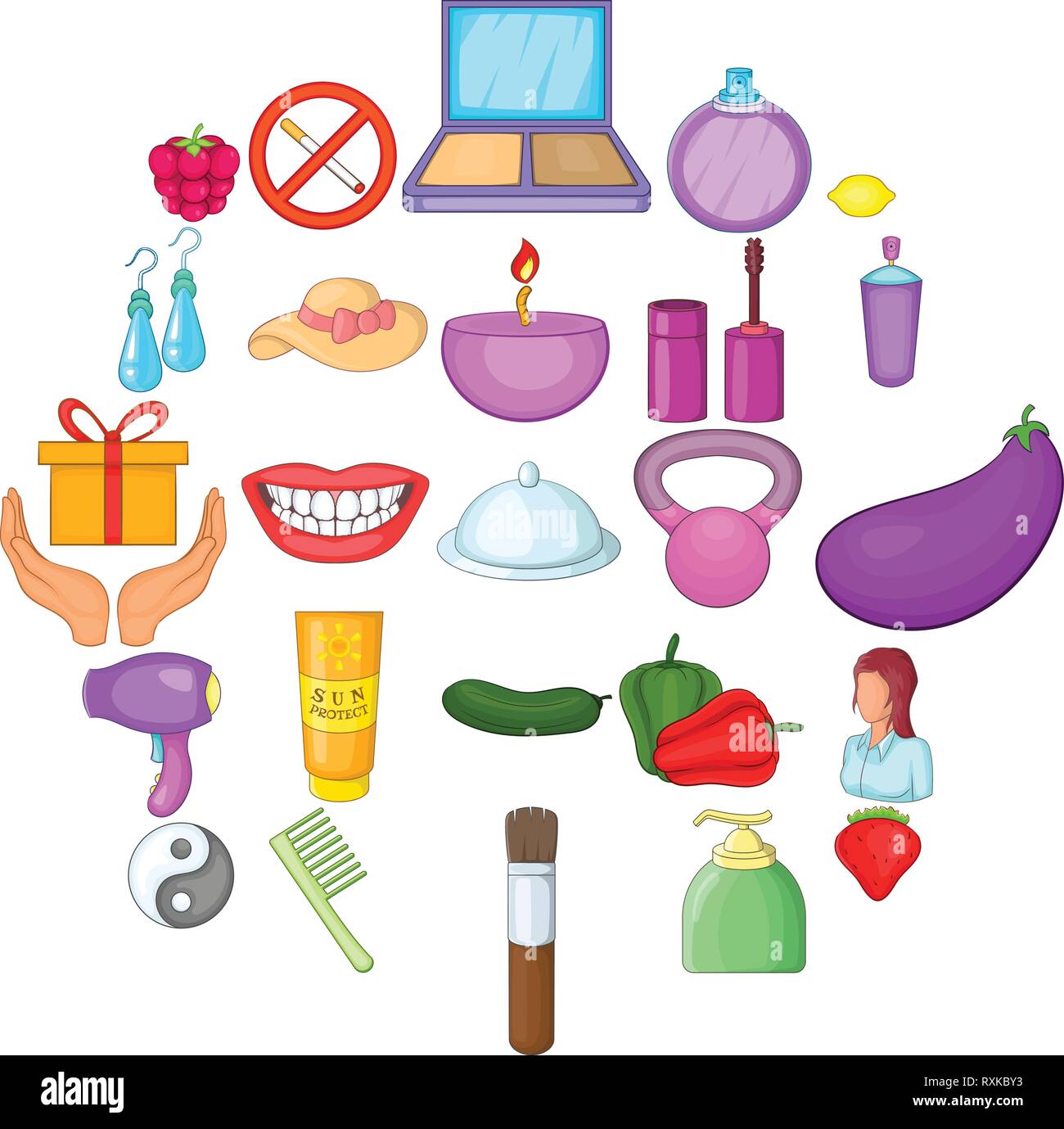 Korean cosmetics icons set, cartoon style Stock Vector Image & Art - Alamy
