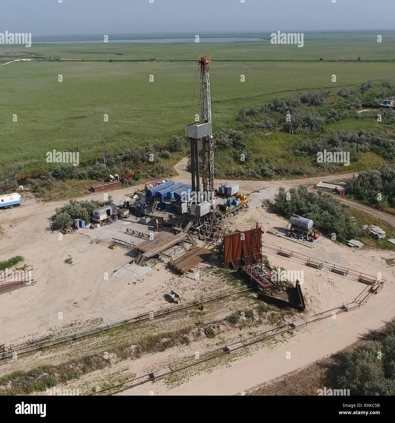 Carrying out repair of an oil well. Equipment of oil fields Stock Photo ...