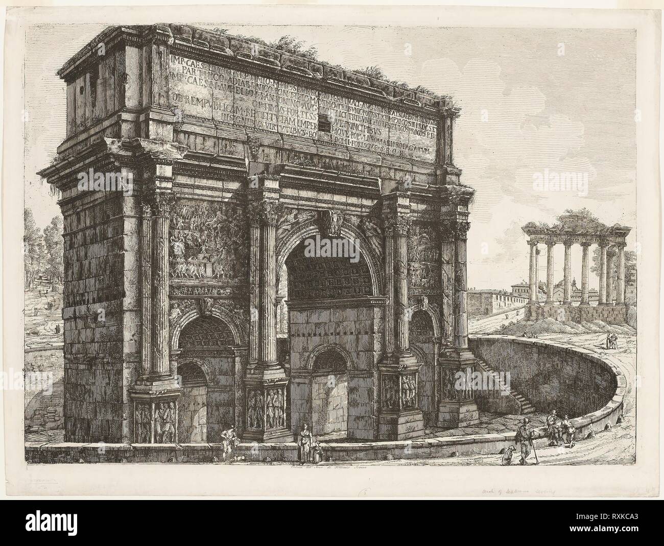 The Arch of Septimus Severus. Luigi Rossini; Italian, 1790-1857. Date ...