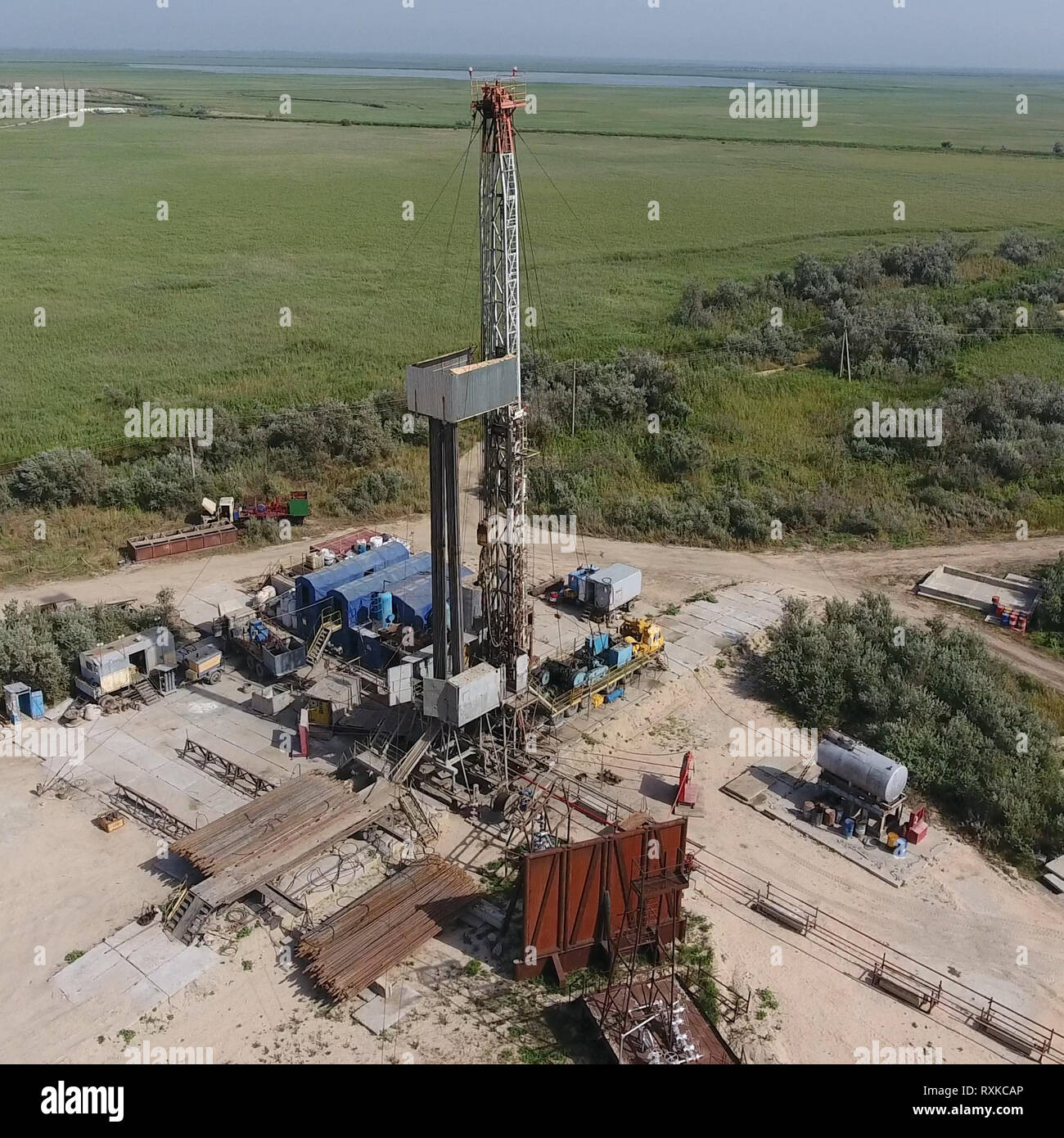Carrying out repair of an oil well. Equipment of oil fields Stock Photo ...