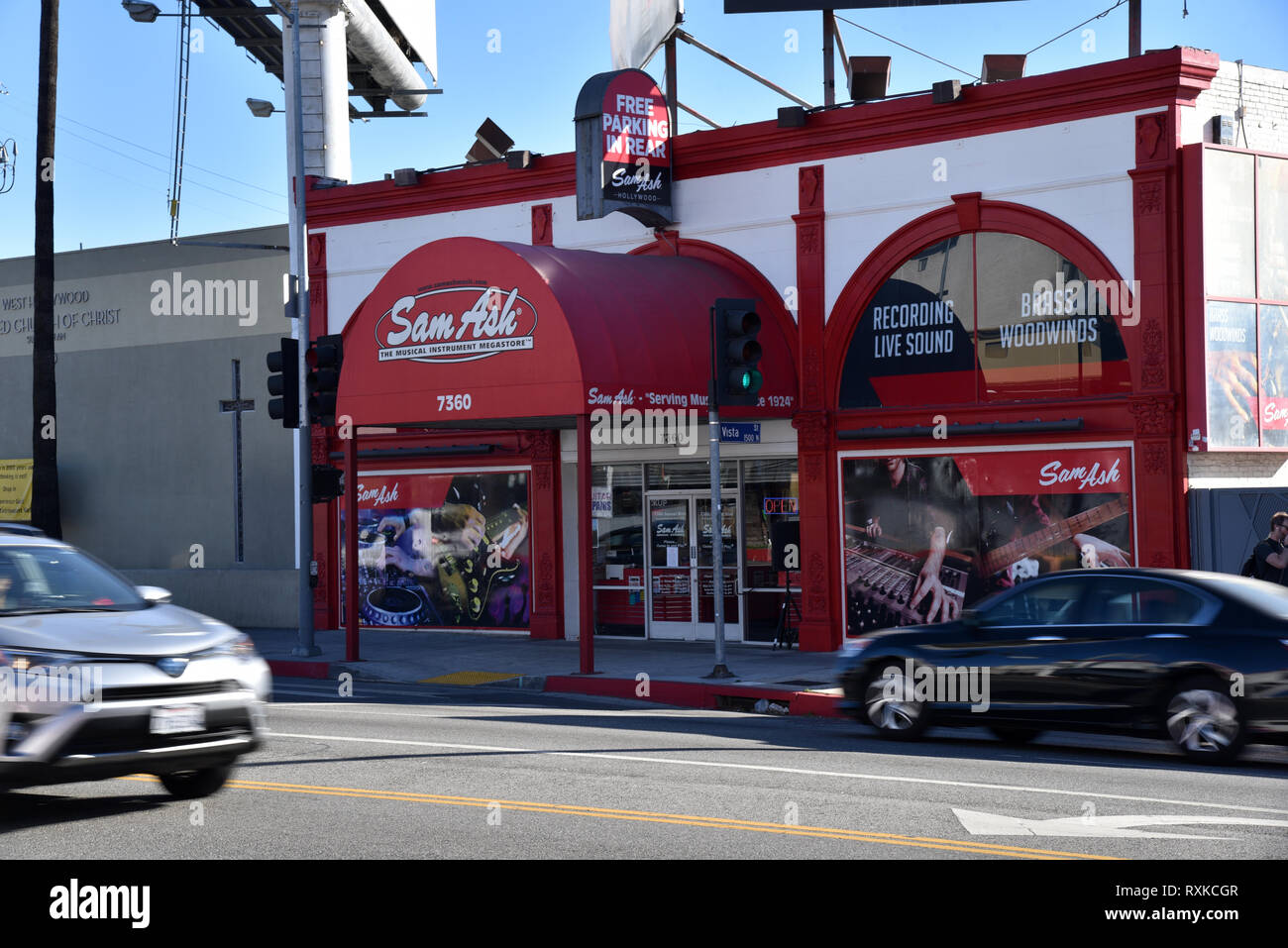 The famous Sam Ash music store on guitar row in Los Angeles on New Year ...